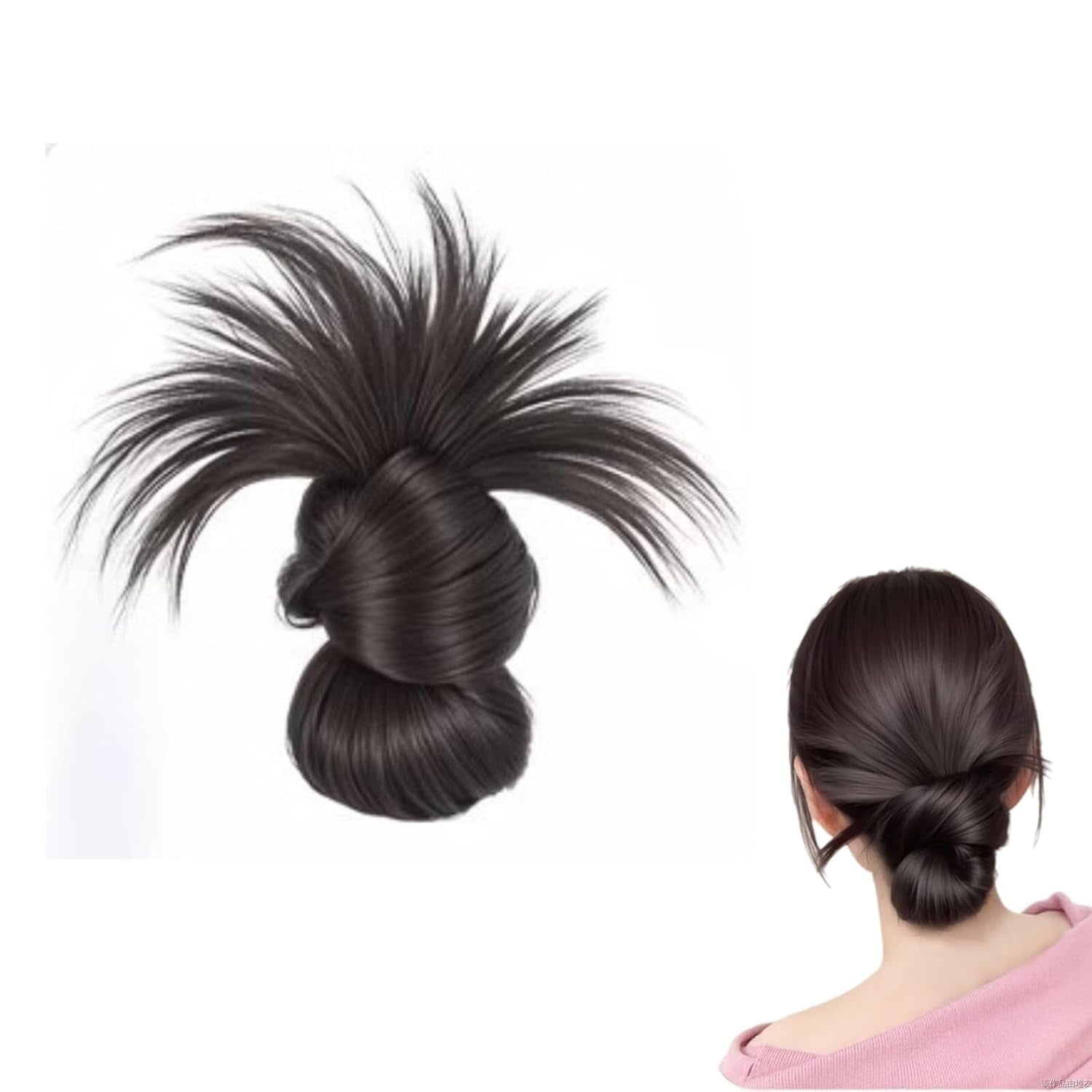 Hgyugrf Clip-On Feathered Bun Wig, Messy Bun Hair Piece with Claw Clip ...