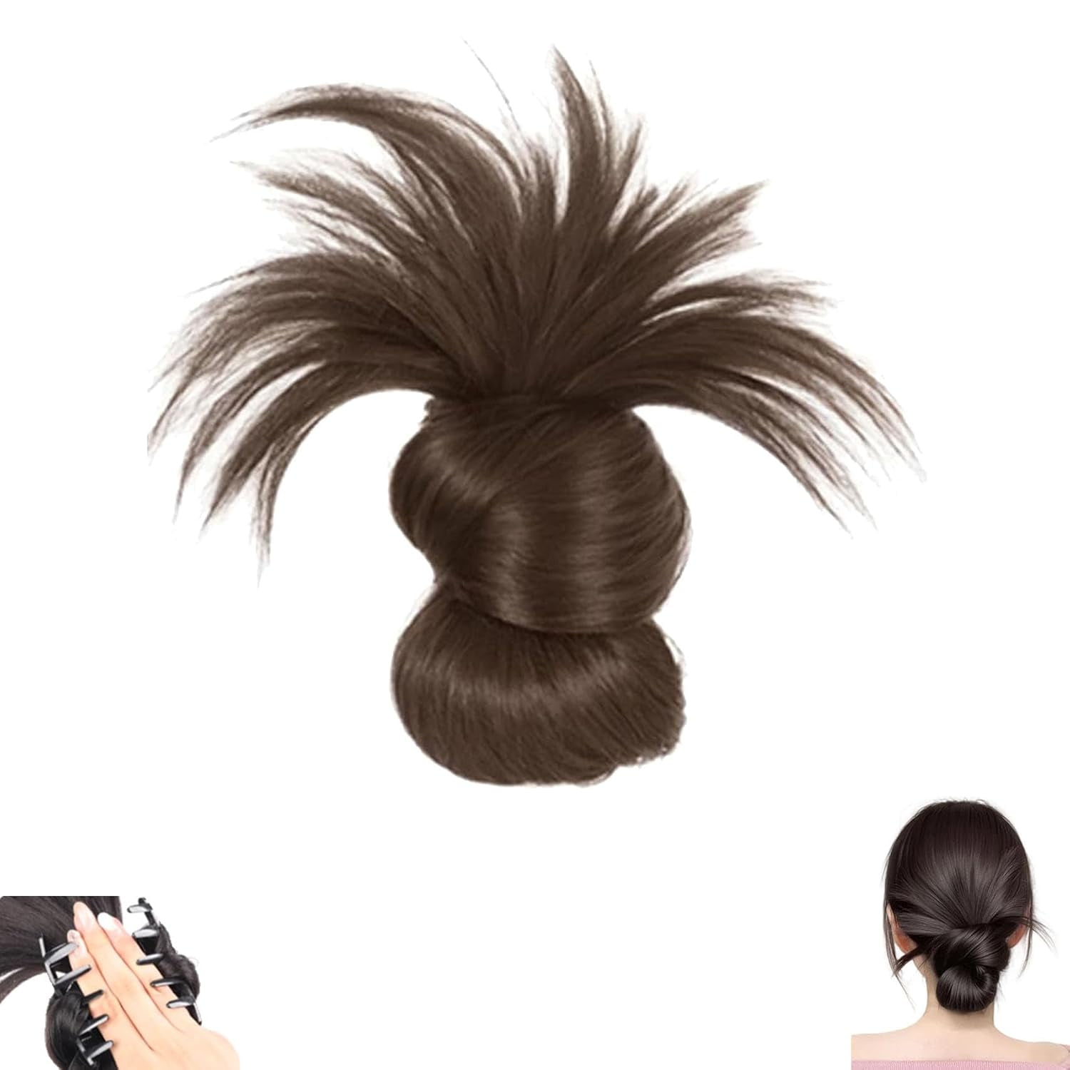Hgyugrf Clip-on Feathered Bun Wig, 2025 Messy Bun Hair Piece, Hgyugrf ...