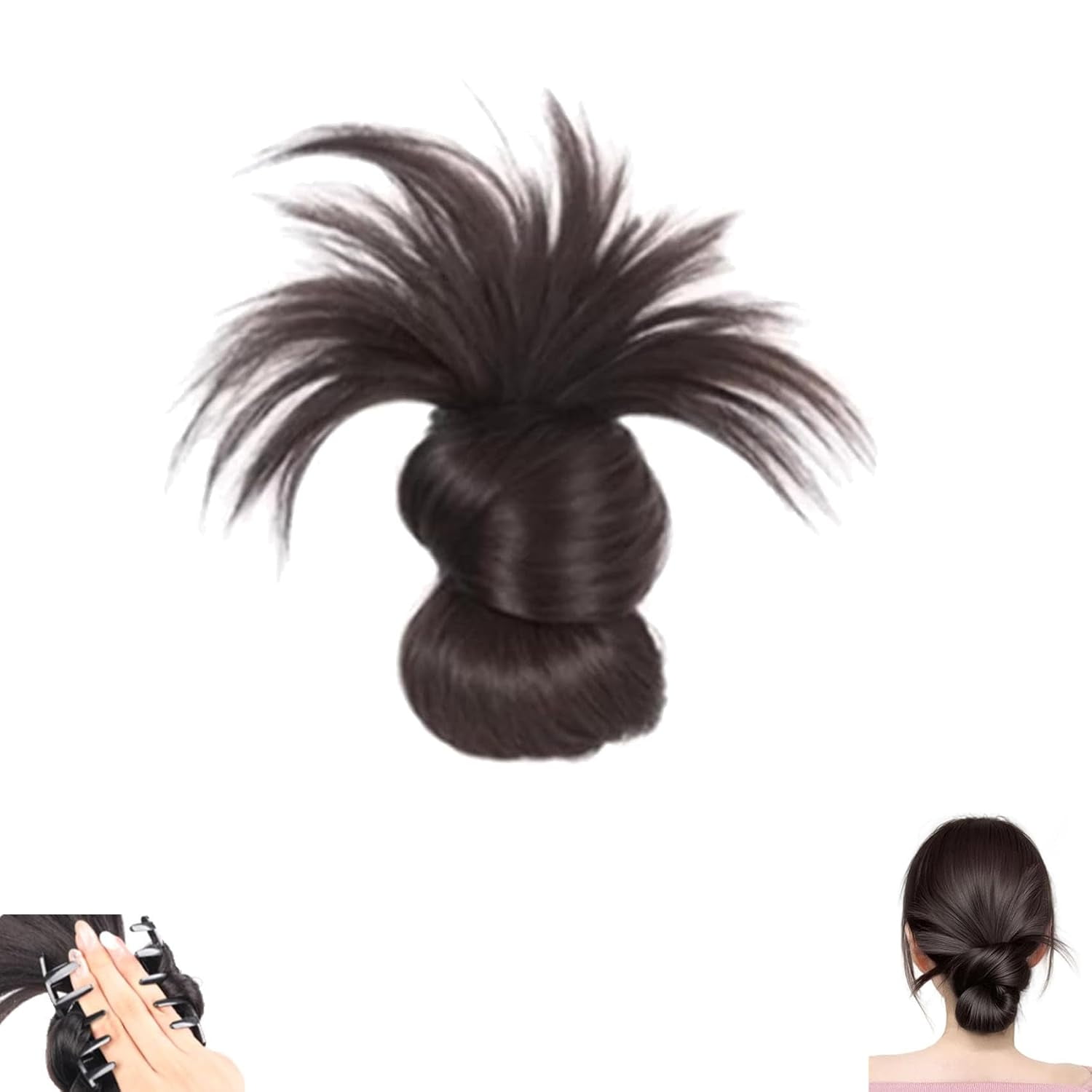 Hgyugrf Clip-on Feathered Bun Wig, 2025 Messy Bun Hair Piece, Hgyugrf ...
