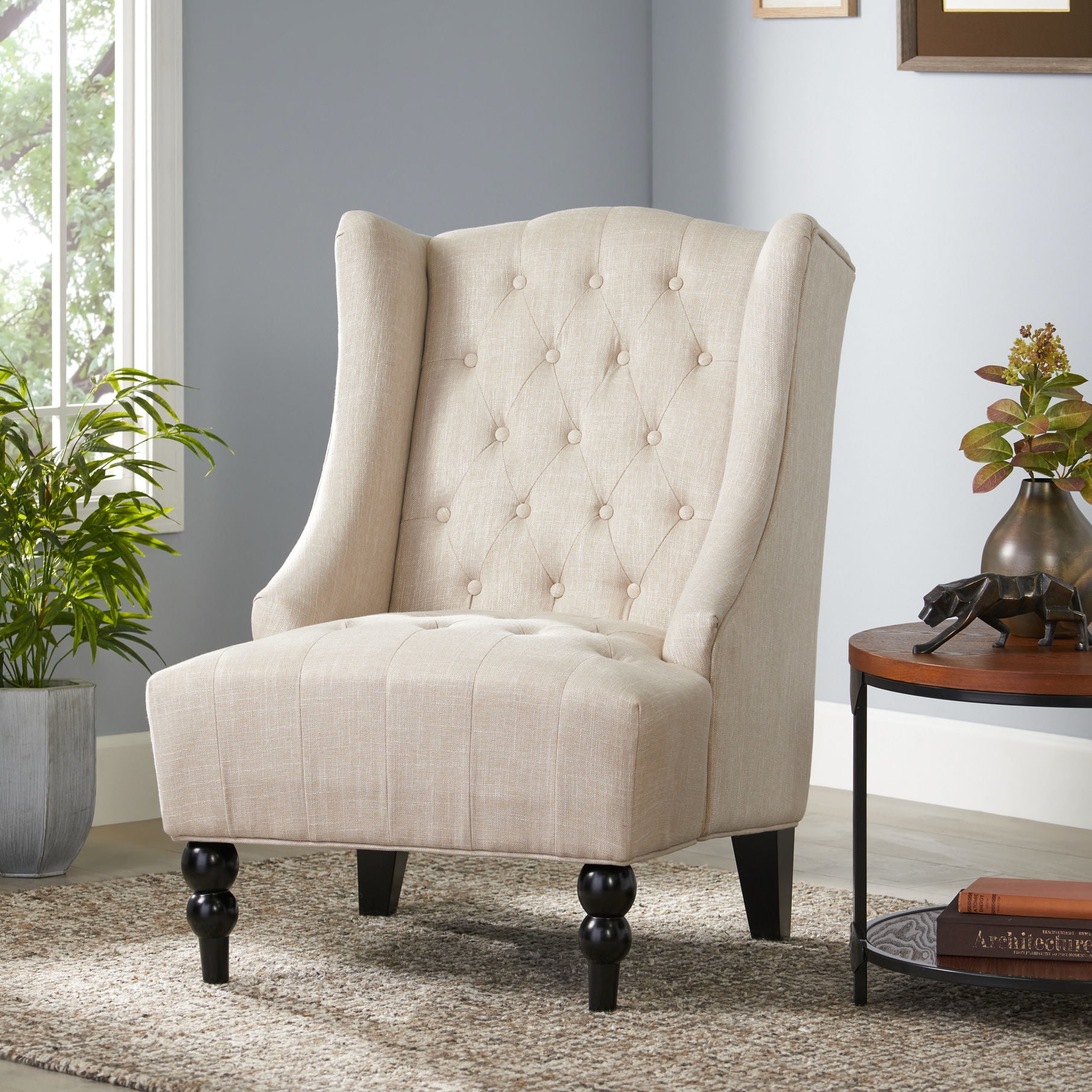 Hi-Back Club Chair | Functional Wingback for Rooms | Wood and Fabric ...