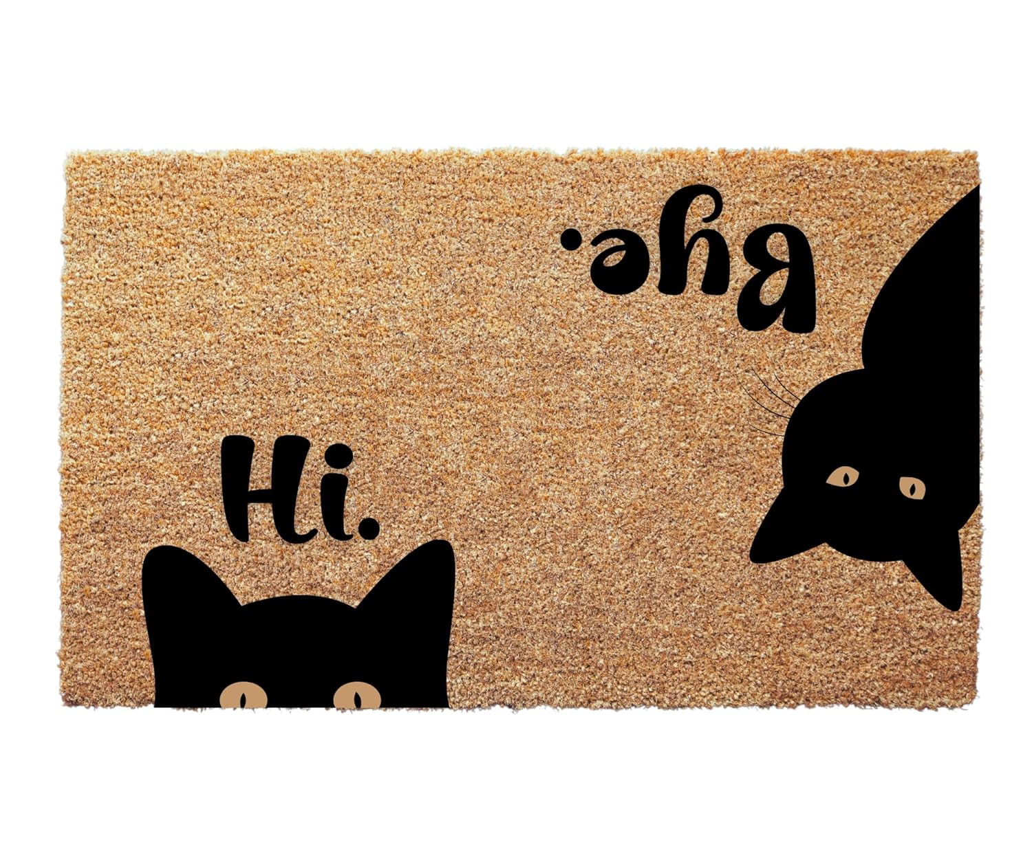 Hi Bye Cat Face Doormat - 3 Size - Cute Reversible Coir Rug with Black ...