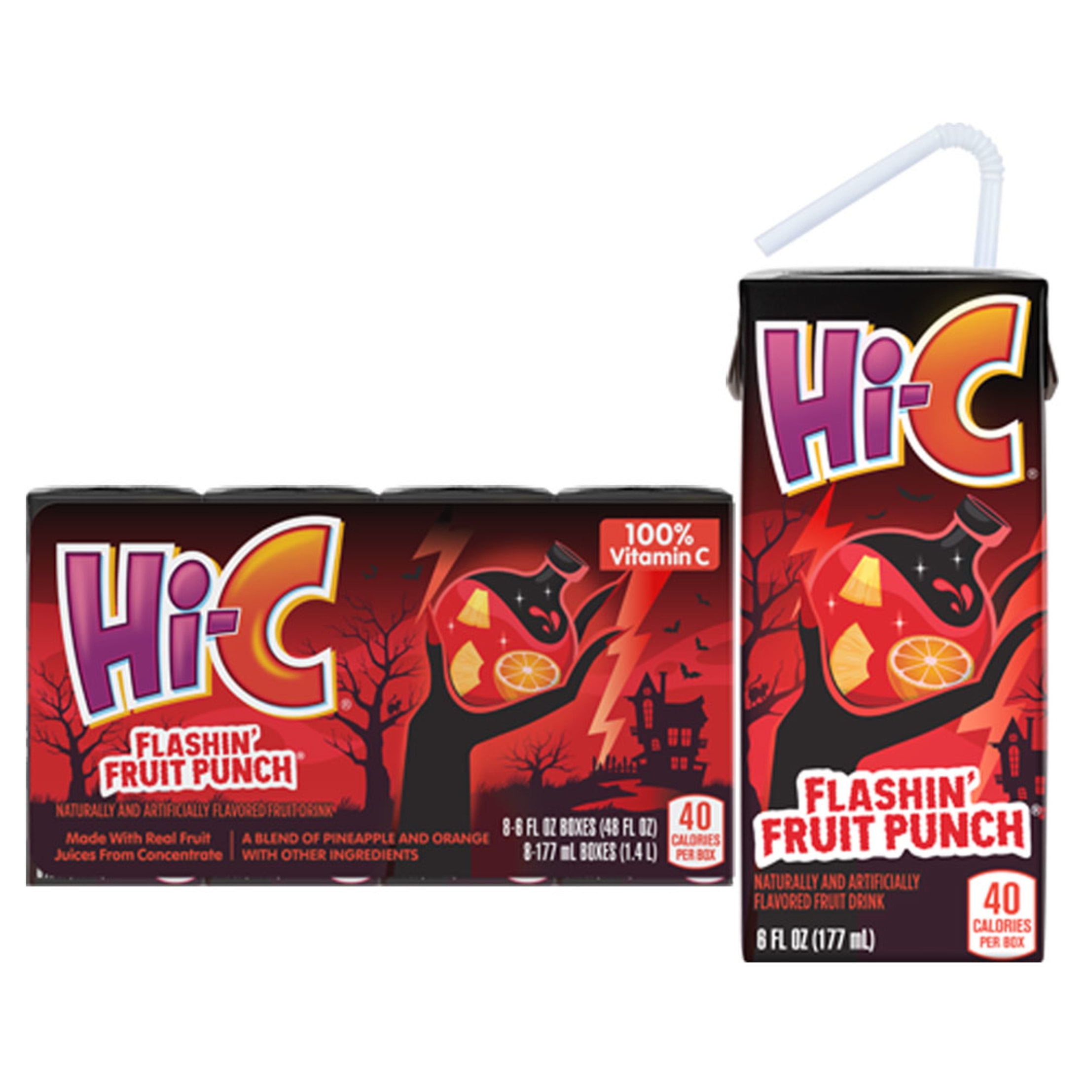 Hi-C Flashin Fruit Punch Juice with Vitamin C, Real Fruit Juice, 6 fl ...