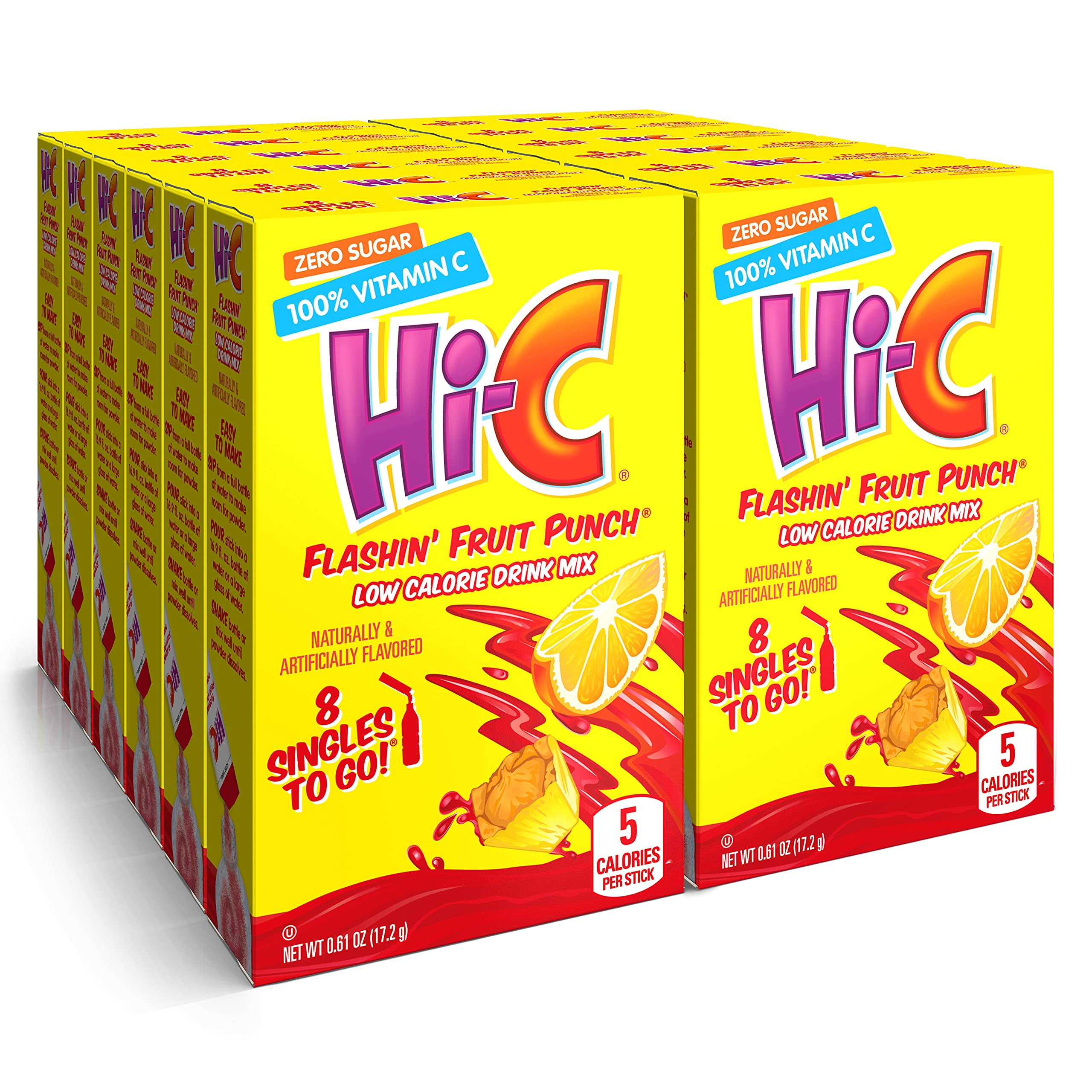 Hi-C Flashin Fruit Punch, Singles To Go, Zero Sugar, Powdered Drink Mix, Excellent Source Of ...