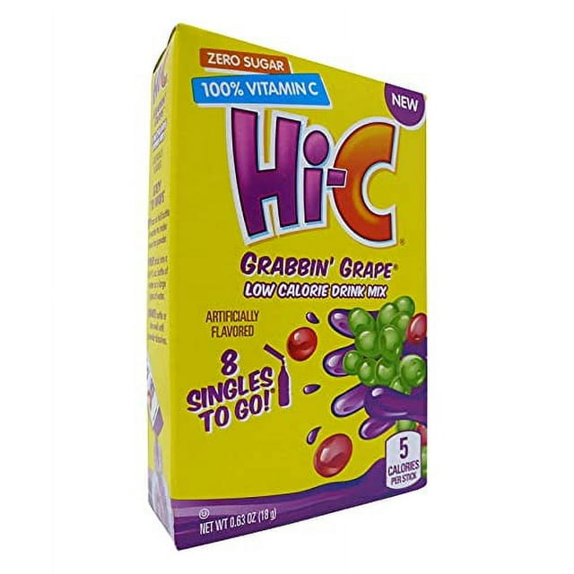 Hi-C GRABBIN' GRAPE LOW CALORIE DRINK MIX, Singles To GO , Sugar-Free ...