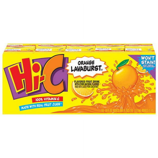 Hi-C Juice Orange Lavaburst, 6 Fl. Oz., 10 Count - Walmart.com