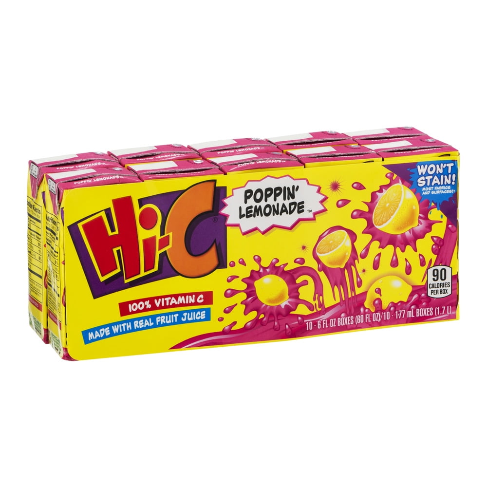Hi-C Poppin' Lemonade Fruit Juice, 6 Fl. Oz., 10 Count - Walmart.com