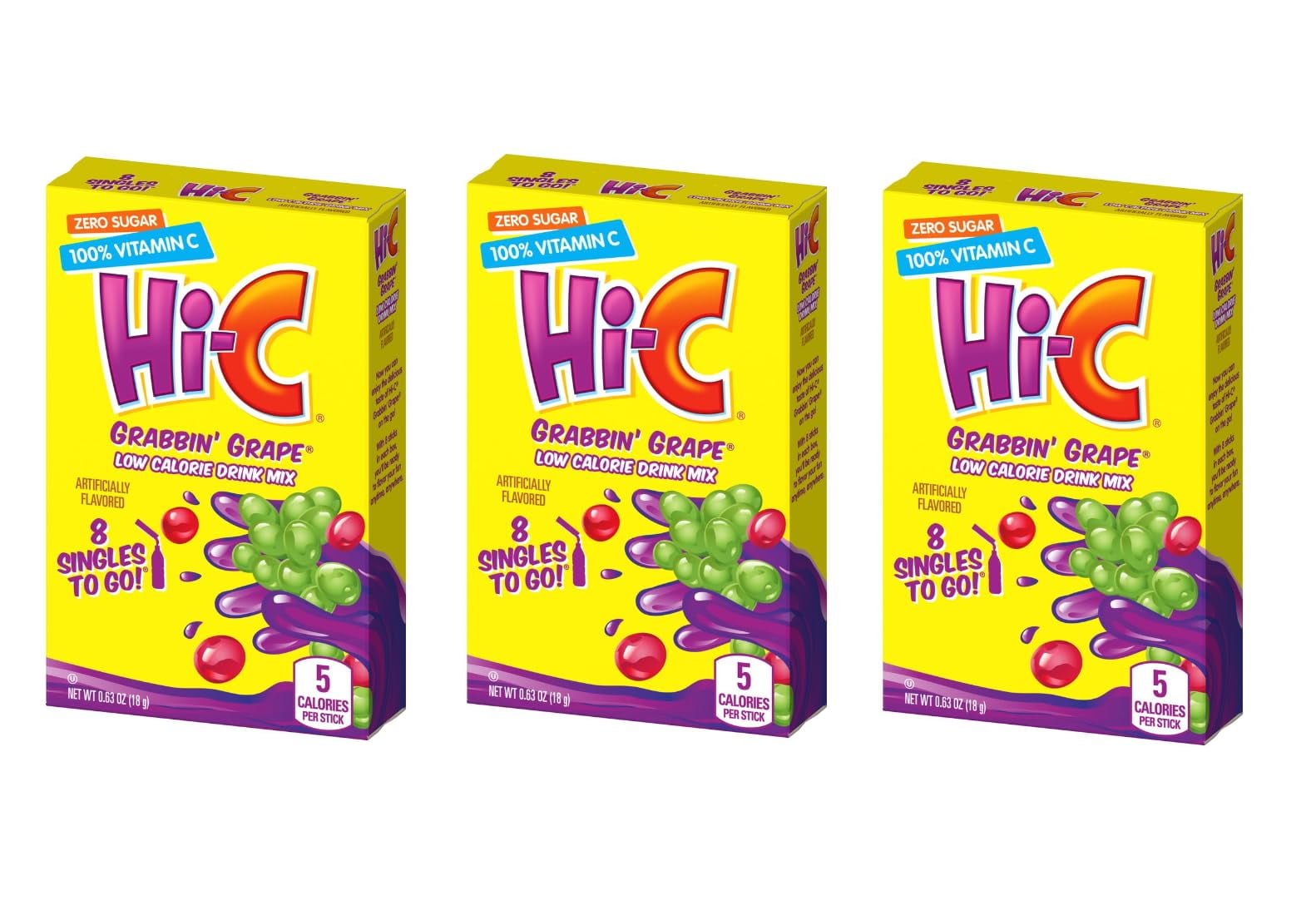 Hi-C Singles To Go Drink Mix Grabbin Grape Pack Of 3, 24 Total Servings ...