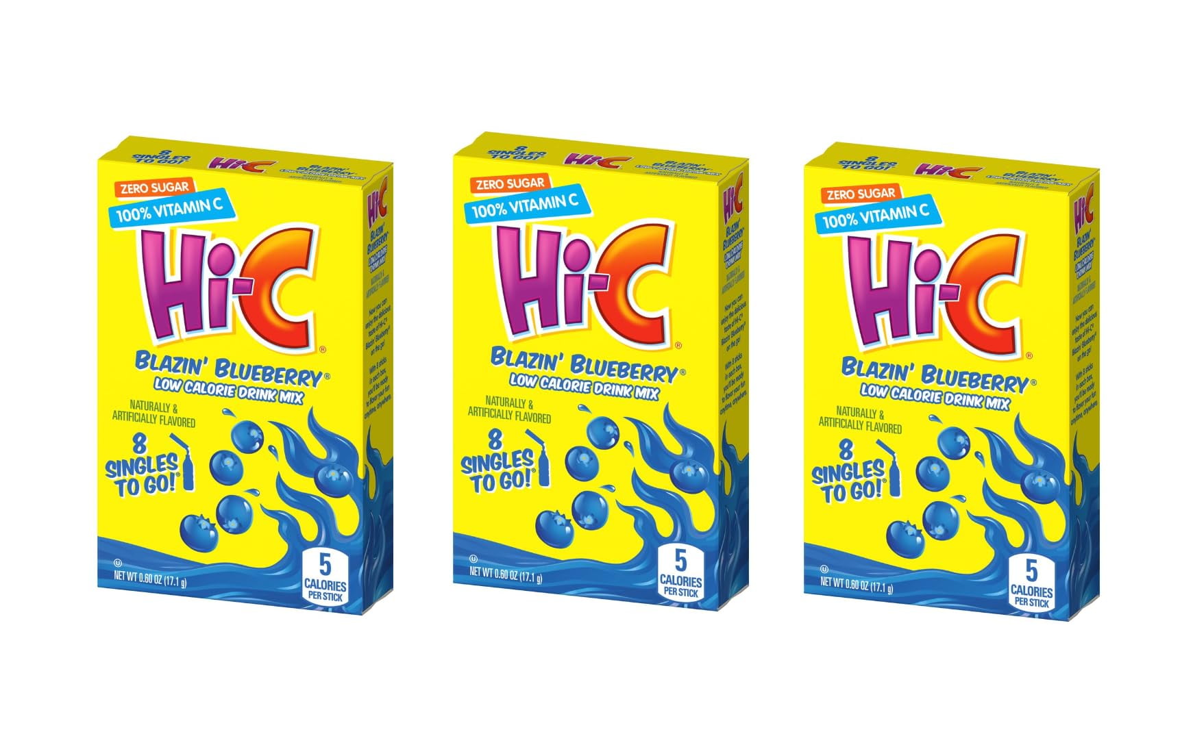 Hi-C Singles To Go Drink Mix Blazin, Blueberry Pack Of 3, 24 Total ...