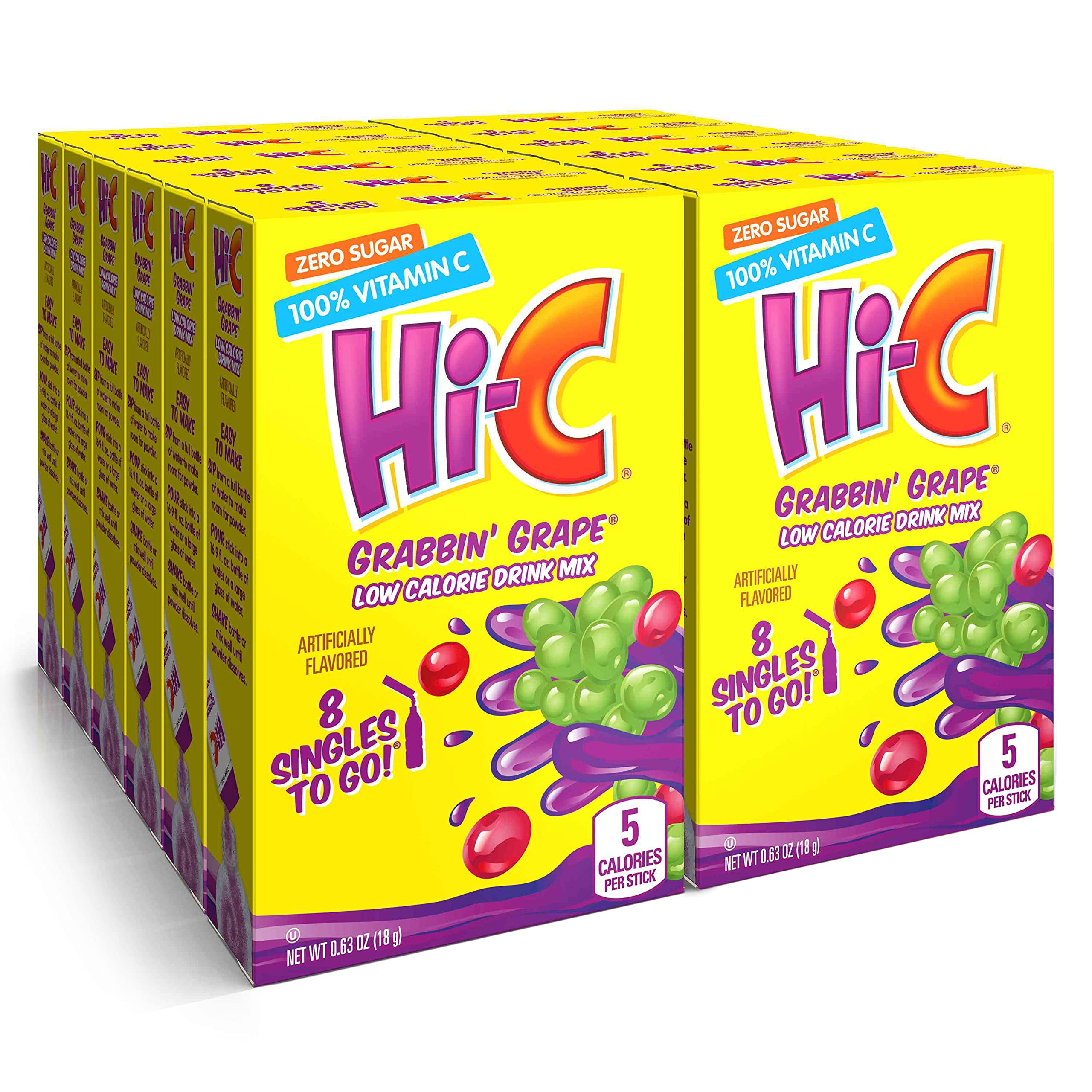 Hi-C Singles To Go Grabbin, Grape, Â€“Zero Sugar Powdered Drink Mix ...