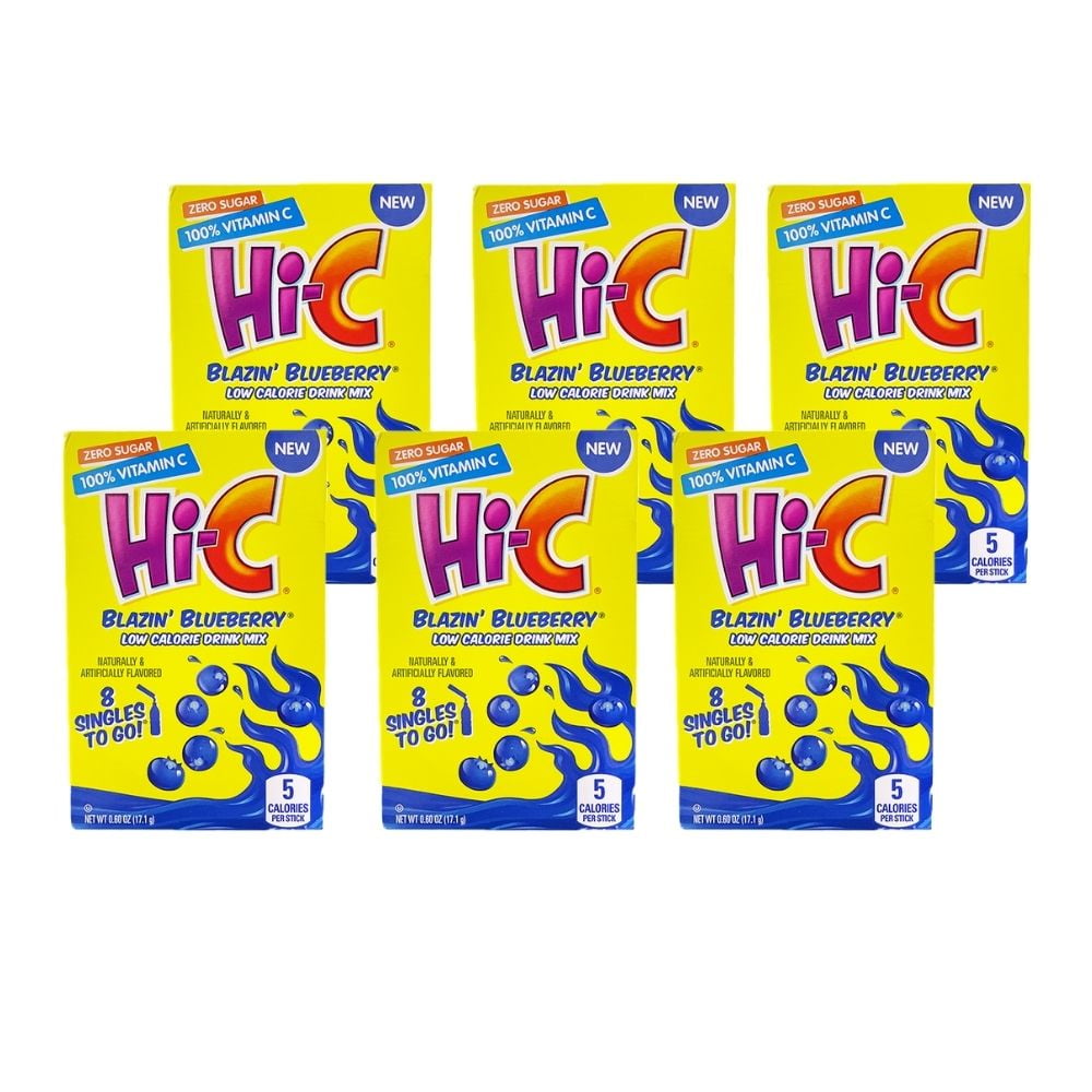 Hi-C Blazinâ€™ Blueberry Drink Mix, 0.61 oz, 8 CT, Singles To Go, Pack ...