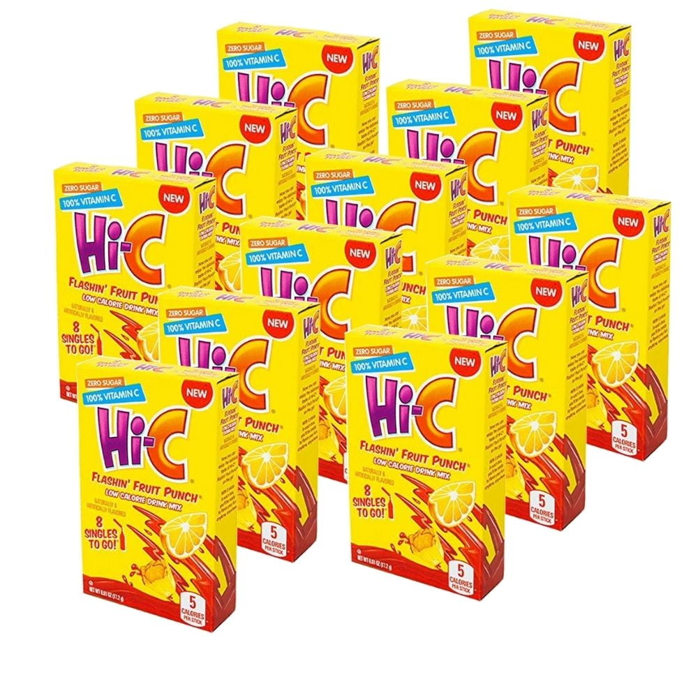 Hi-C Sugar Free Flashin’ Fruit Punch Drink Mix, 0.61 oz, 8 CT (Pack-12 ...