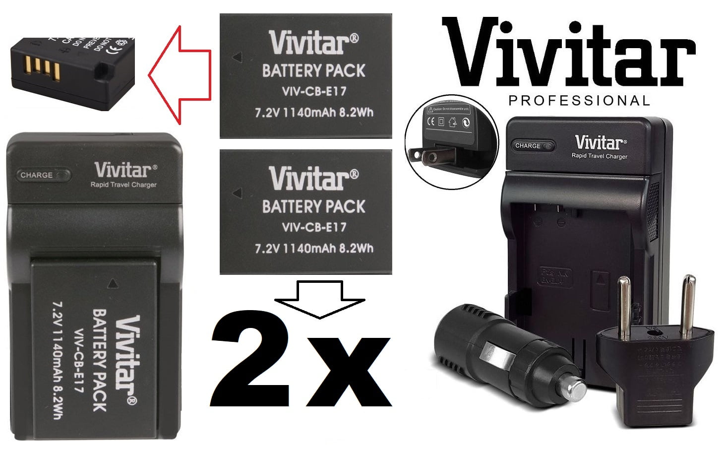 Hi Capacity 2-Pcs LP-E17 Li-Ion Battery w/Charger For Canon EOS R10 R50 ...