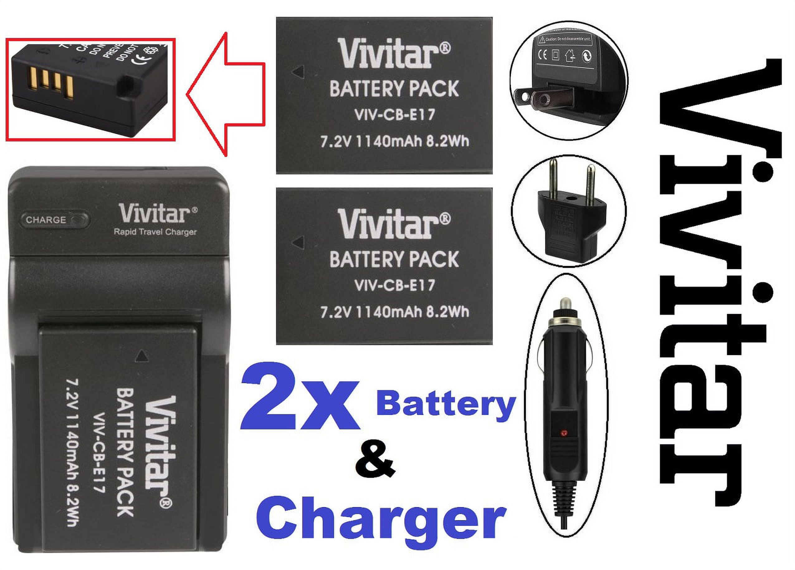 Hi Capacity 2-Pcs LP-E17 Li-Ion Battery with Charger for Canon EOS ...