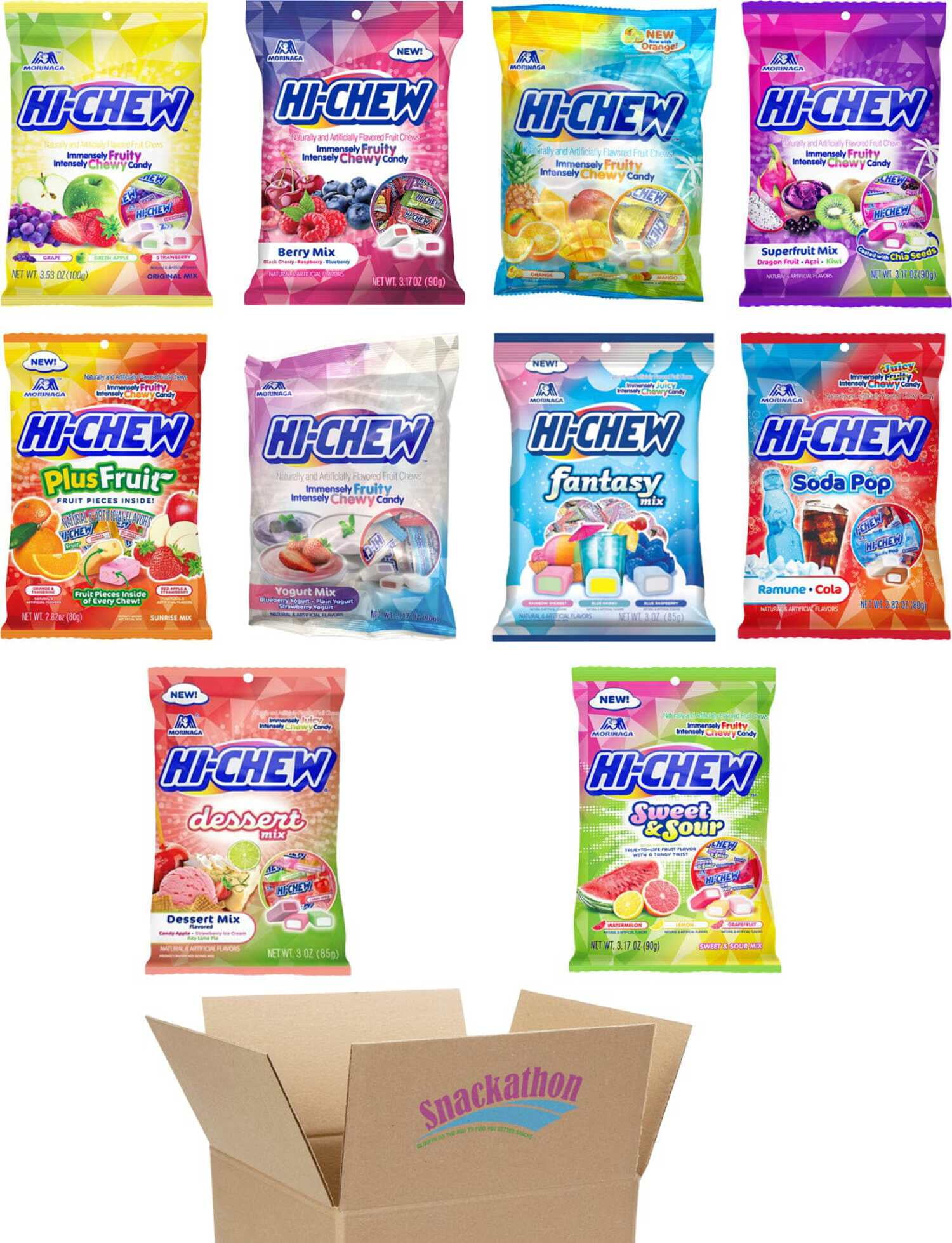 Hi Chew 10 Variety Pack, Original, PlusFruit, Dessert, Tropical, Sweet ...
