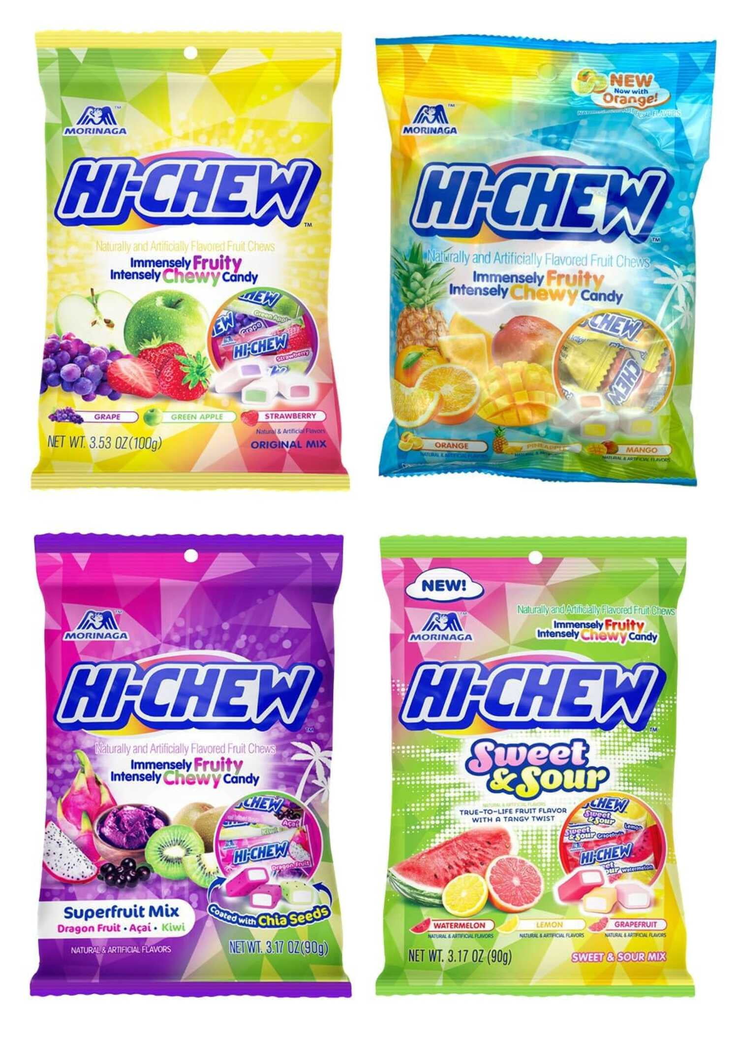 Hi Chew 4 Essential Variety Pack (Original, SuperFruit, Tropical, Sweet ...