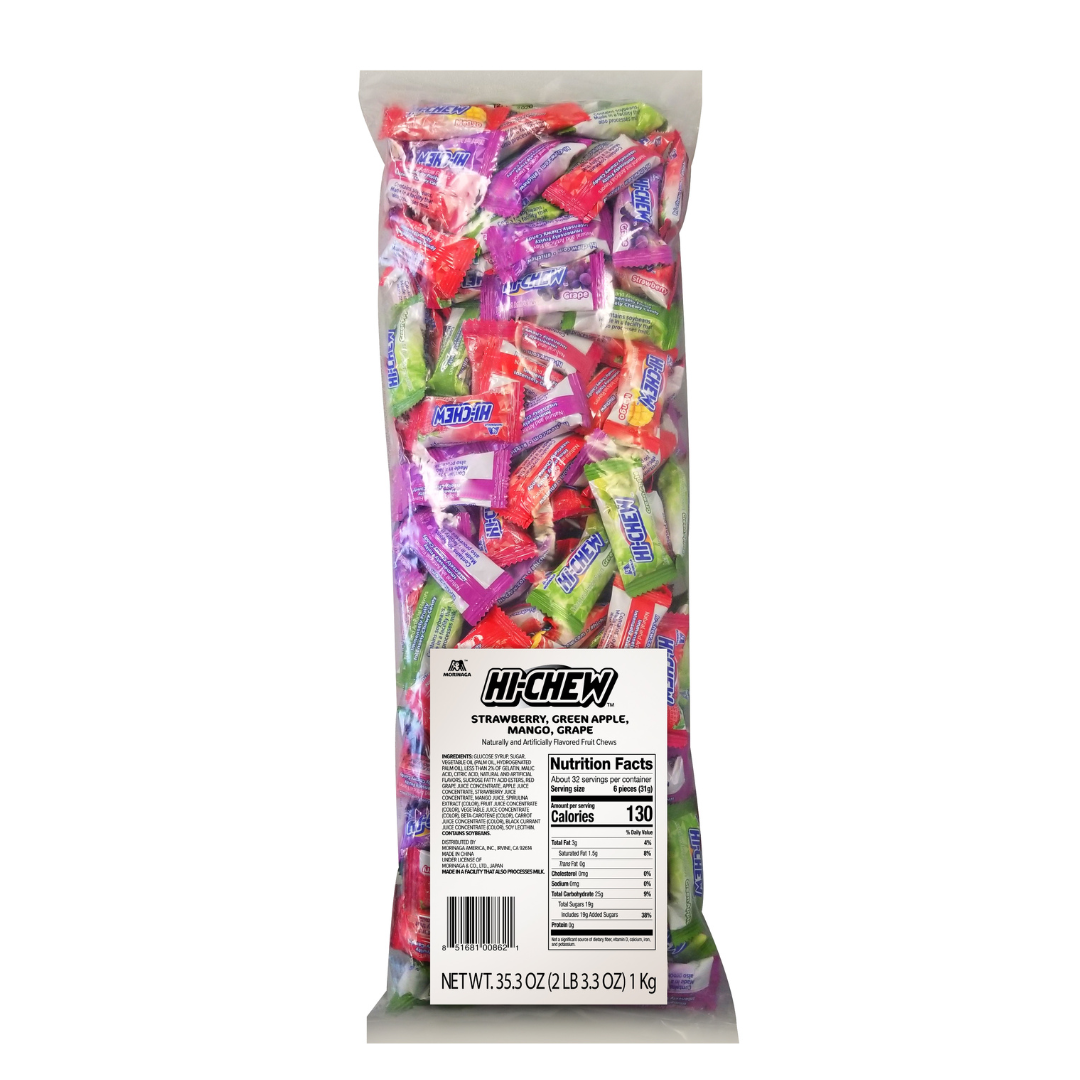 HI-CHEW Assorted Bulk Bag, Green Apple Strawberry Mango Grape, Soft ...