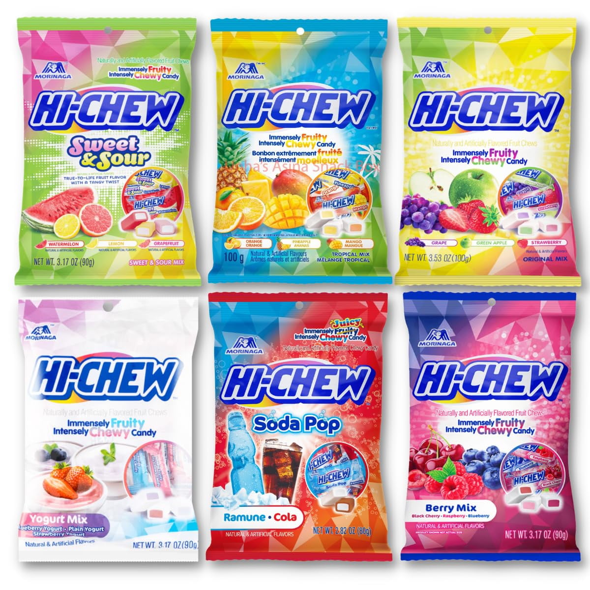 Hi Chew Candy Variety Pack - 6 Different Flavors, Japanese Chewy, Taffy Candy Value Pack of 6 ...