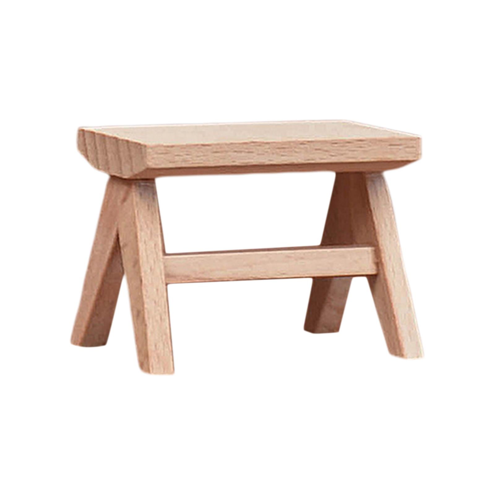 Kokiya Mini Wooden Chair DIY Crafts 1/12 Dollhouse Bench Dollhouse for ...