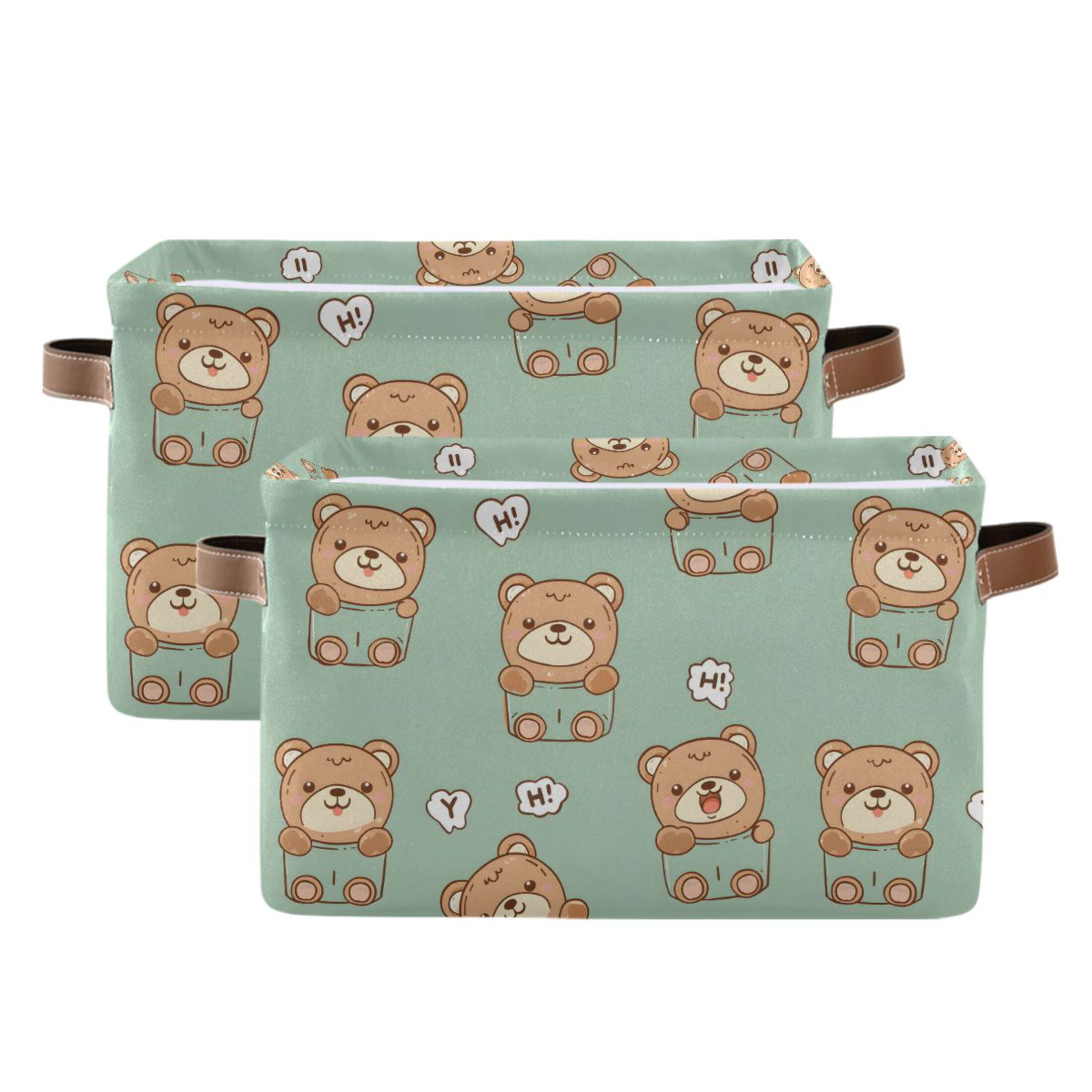 Hi Cute Teddy Bear Storage Bins with Handle Fabric Organizer Basket ...
