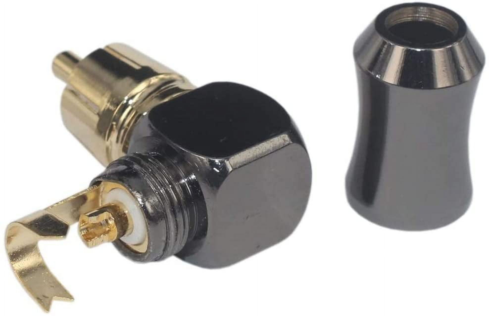 Hi End RCA Male Plug Adapter 2-Pack Br Right Angle Gold Plated Audio Phono Solder Connector 90 ...