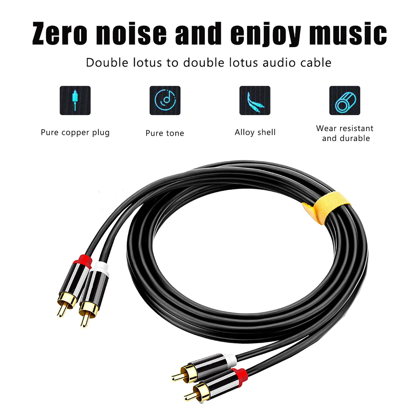 Hi-Fi Copper Stereo RCA Cable, 2x RCA Male to 2x RCA Male, Gold-Plated ...