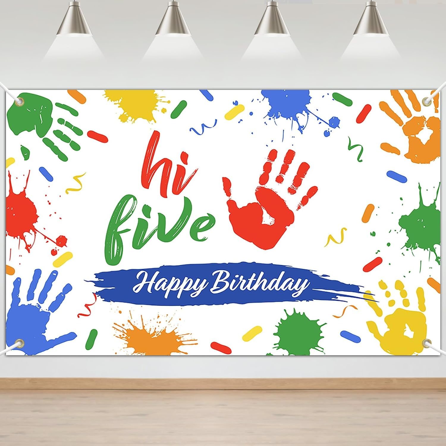 Hi Five Backdrop 5th Birthday Party Decorations for Boys Girls Five ...