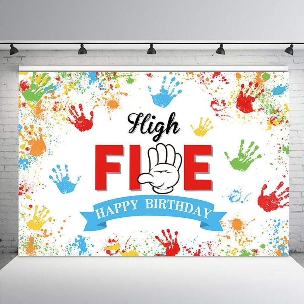 Hi Five Birthday Backdrop for Boys High Five Birthday Party Decorations ...