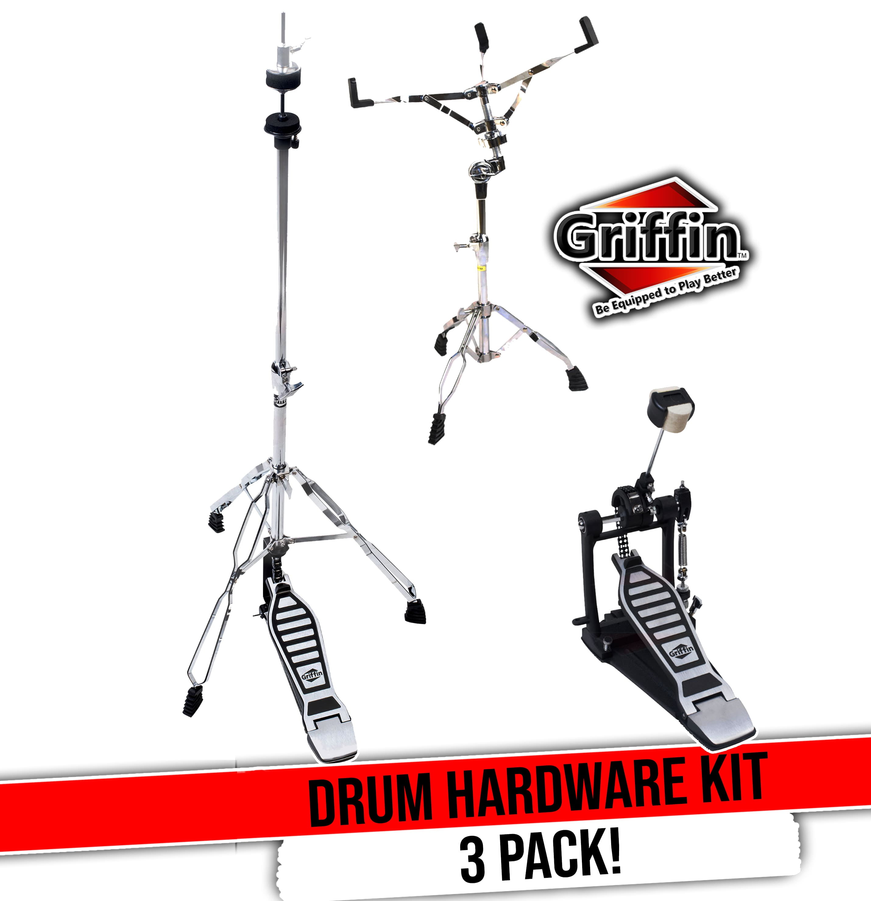Hi-Hat Stand, Kick Drum Pedal & Snare Stand Hardware Kit (3-Piece Kit ...