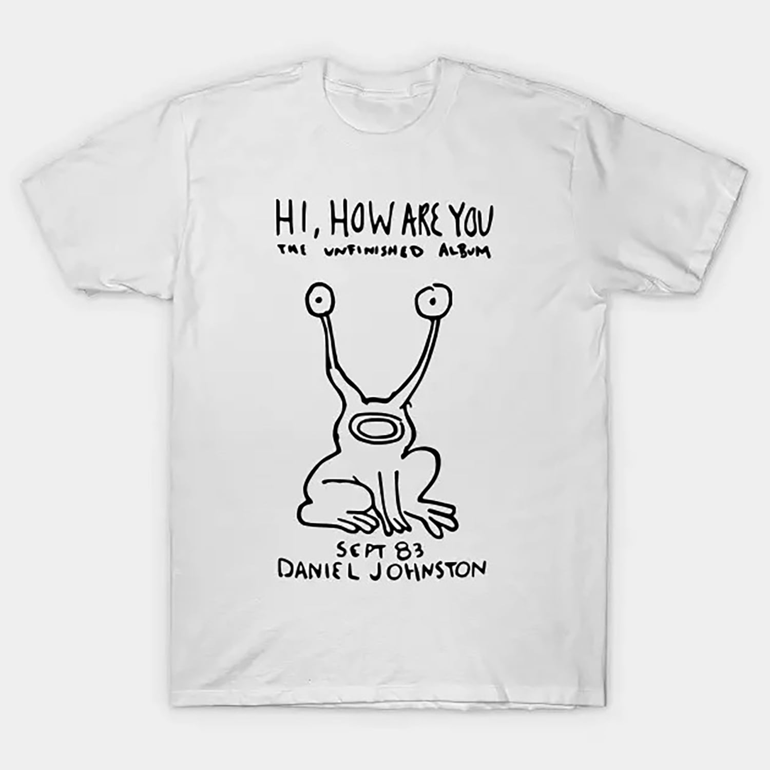 Hi How Are You Albums Daniel Johnston T-Shirt Grunge Rock Kurt Cobain Nirvana Tshirt, L, NATURAL ...