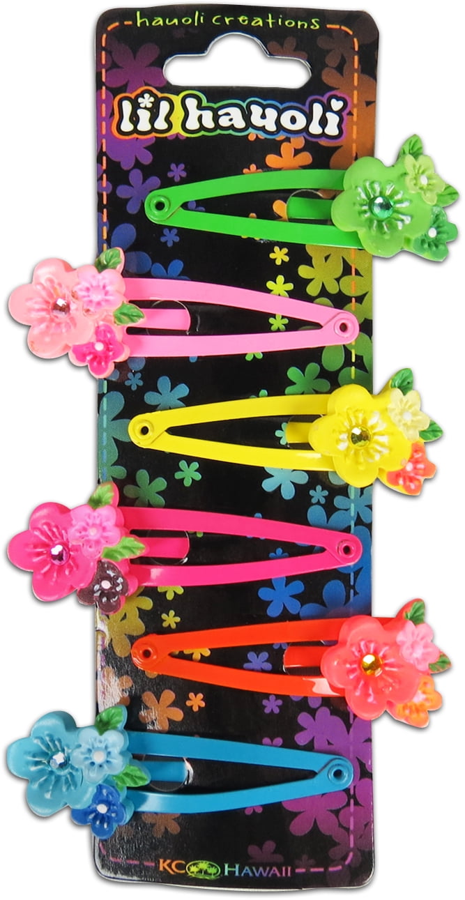 Hi Jewelry Lil Hauol Triple Flower Snap Clip Hair Holder Rhinestone ...
