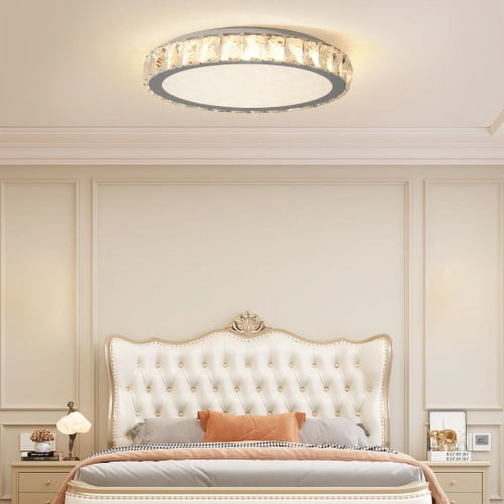 Hi-LIGHTS,19.7-Inch Flush Mount Crystal LED Ceiling Light,45W Dimmable ...