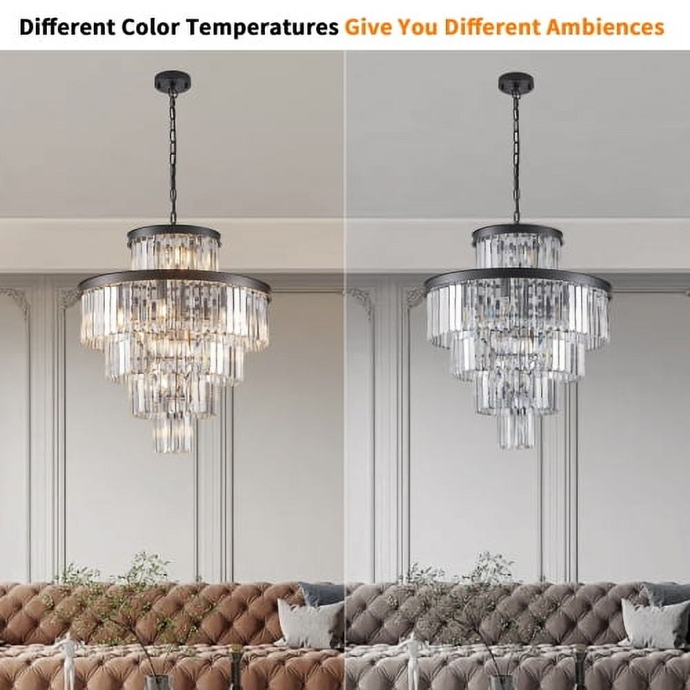 Hi-LIGHTS,23.6 Inch Modern Luxury Crystal Chandelier,Hanging Pendant ...