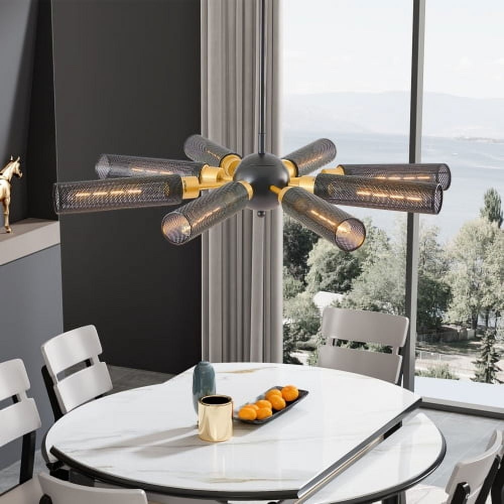 Hi-LIGHTS,8-Light Modern Black and Gold Height Adjustable Industrial ...