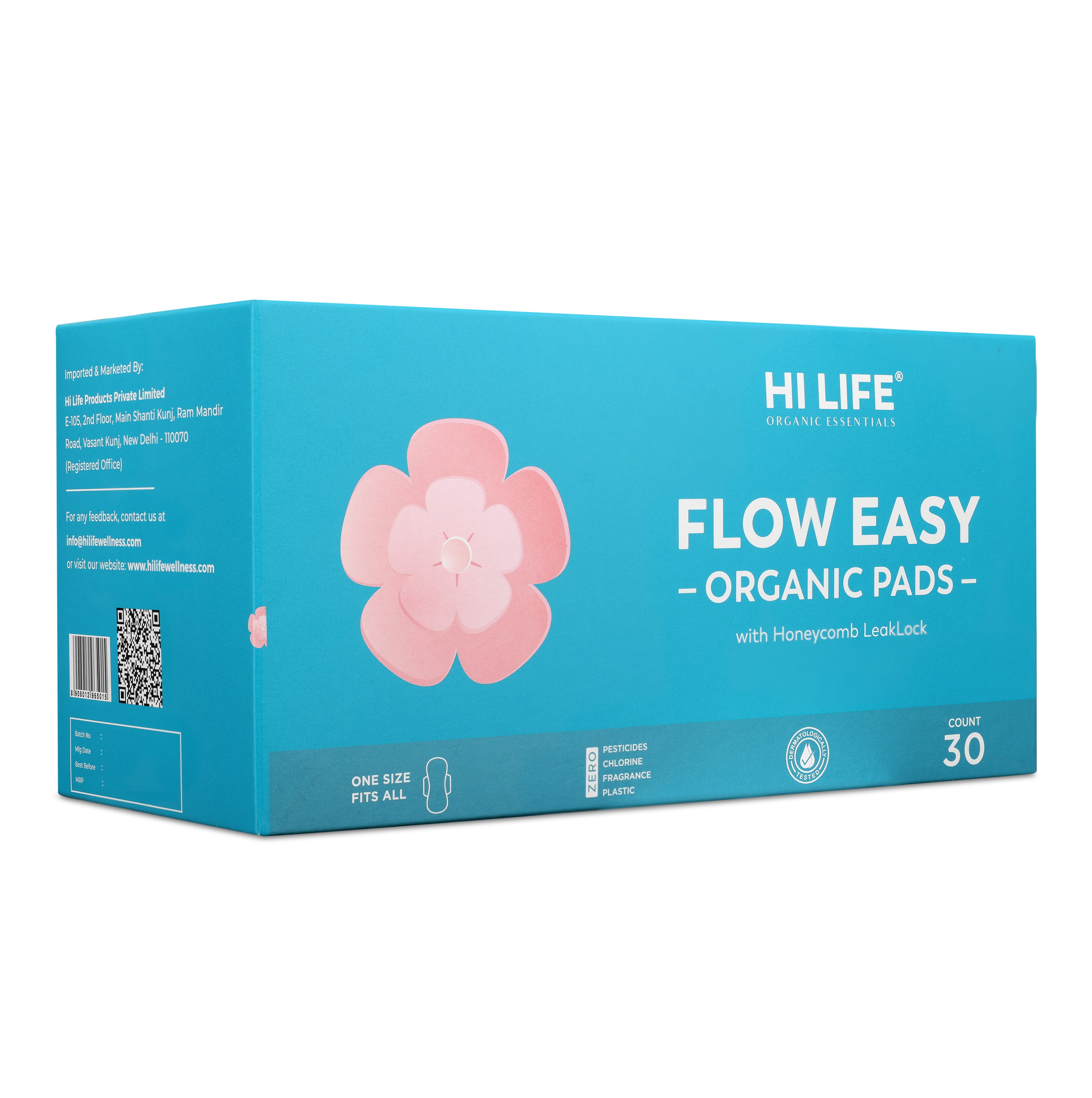 Hi Life FLOW EASY Organic Pads| Sanitary Pads| Napkins| Period Pads for ...