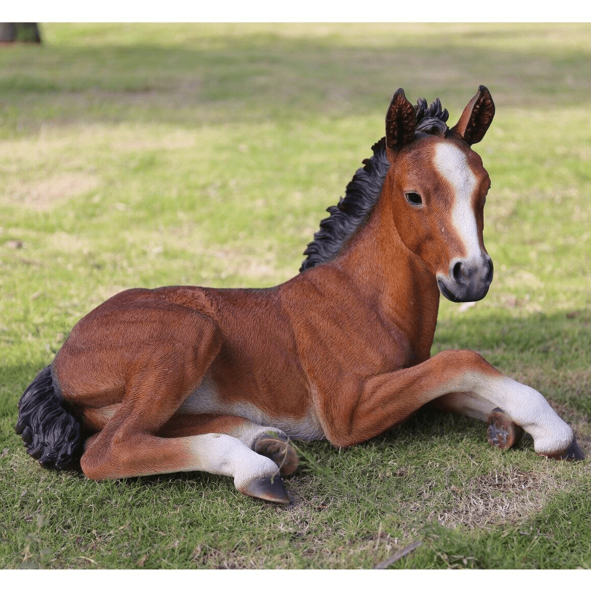 Hi-Line 12” Laying Down Horse Colt Garden Statue, Durable Polyresin ...