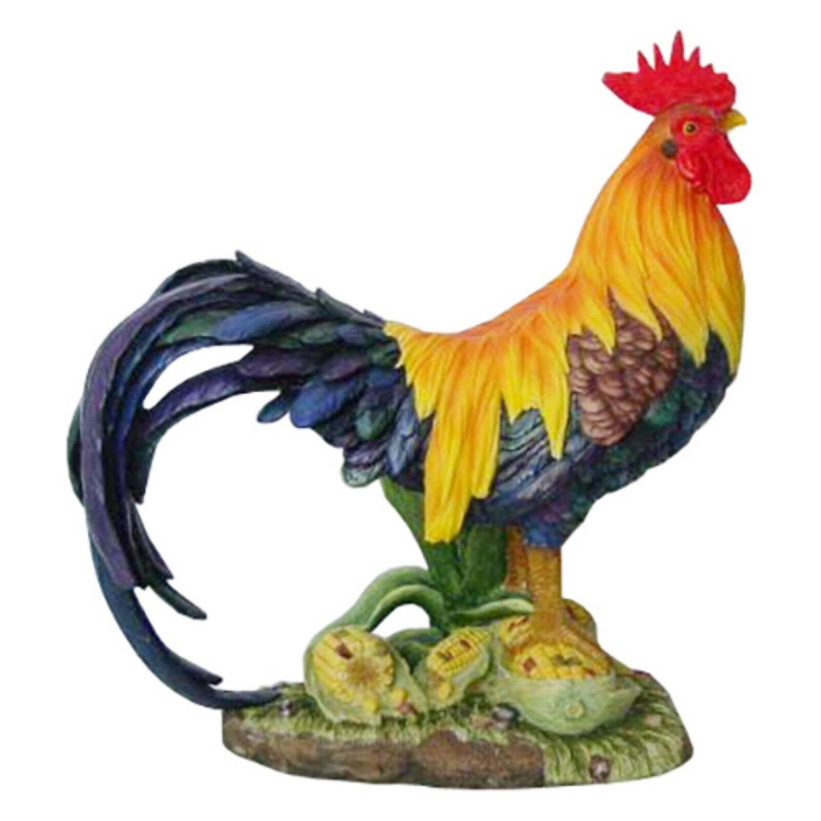 Hi-Line Gift 12” Animal Colorful Rooster Garden Statue, Realistic ...