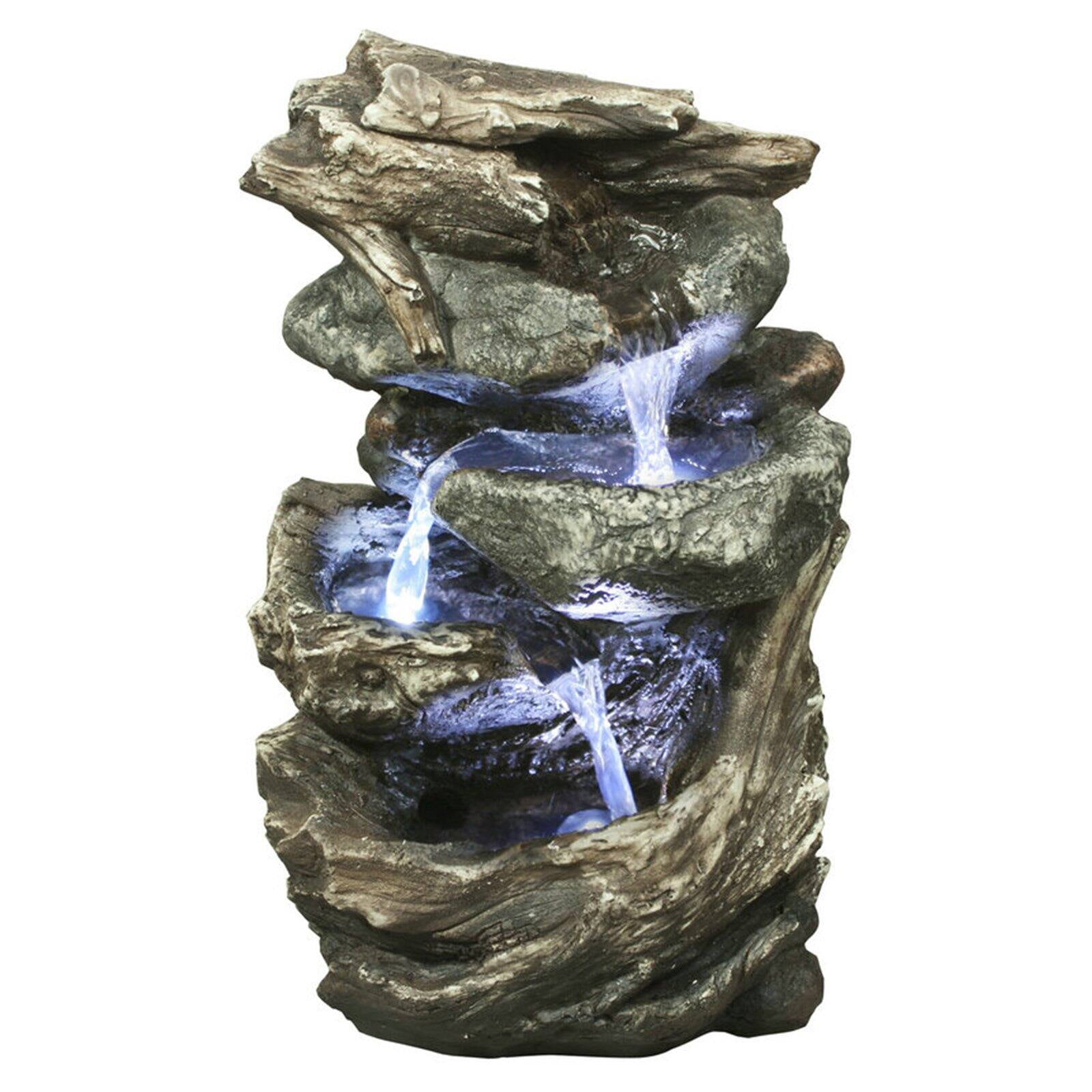 Hi-Line Gift Fountain-Log /Stone Waterfall with LED - Walmart.com