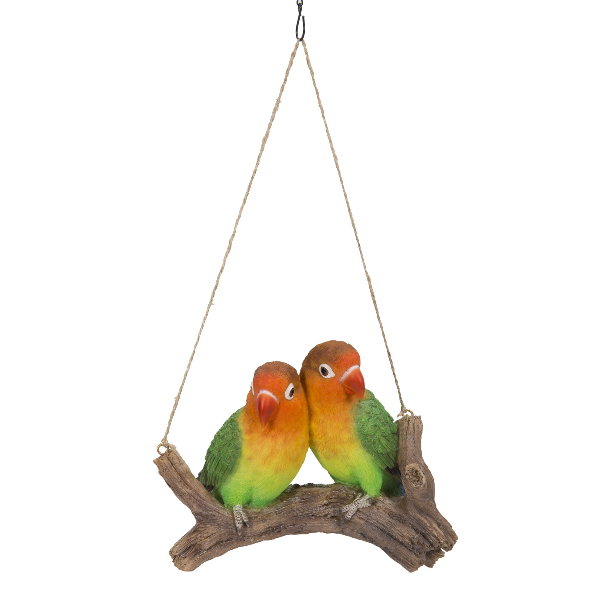 Hi-Line Gifts 6.5" Lovebird Parrots on a Branch Hanging Outdoor Garden ...
