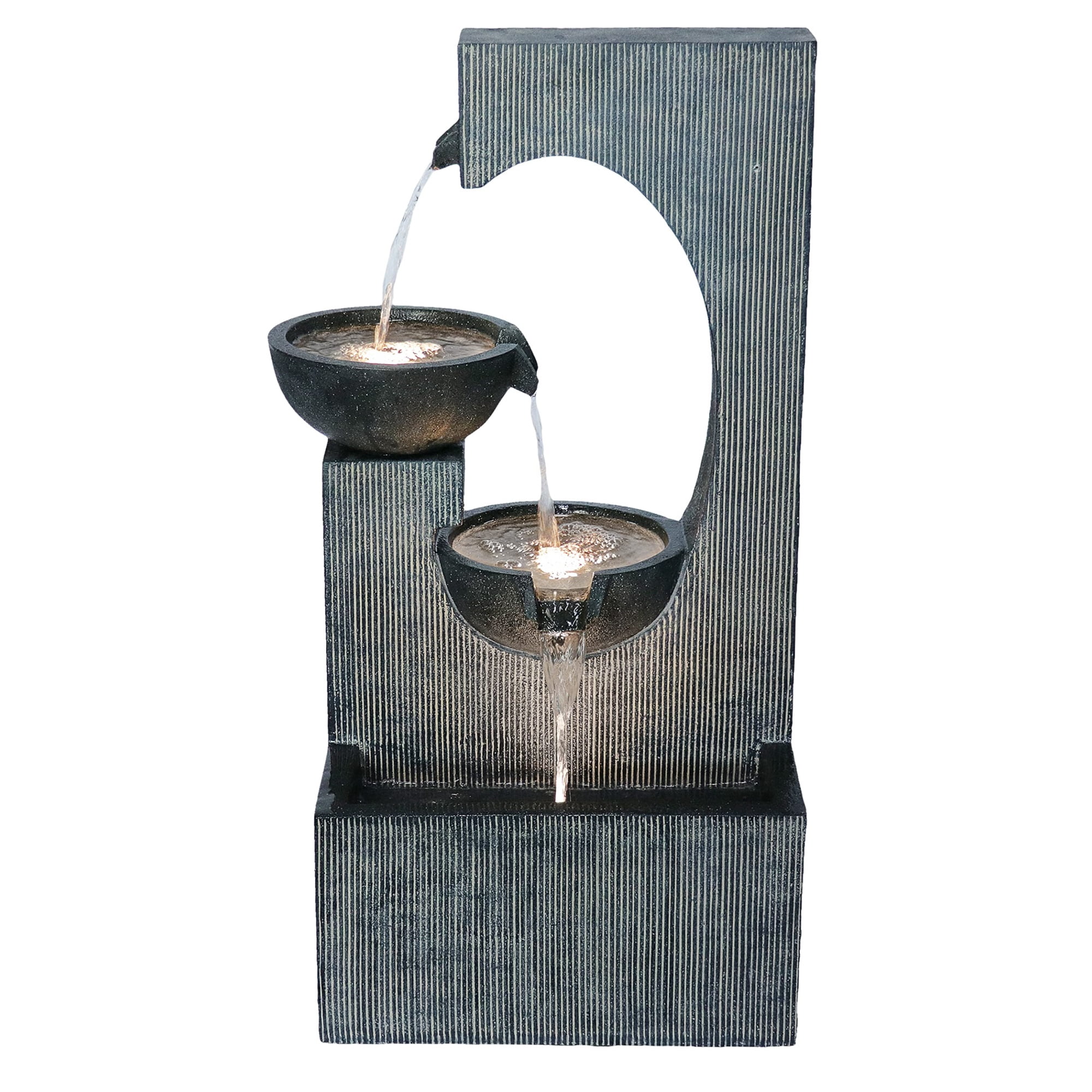 Hi-Line Gift LED Lights Semi-Circle Tiered Fountain Resin with Warm ...