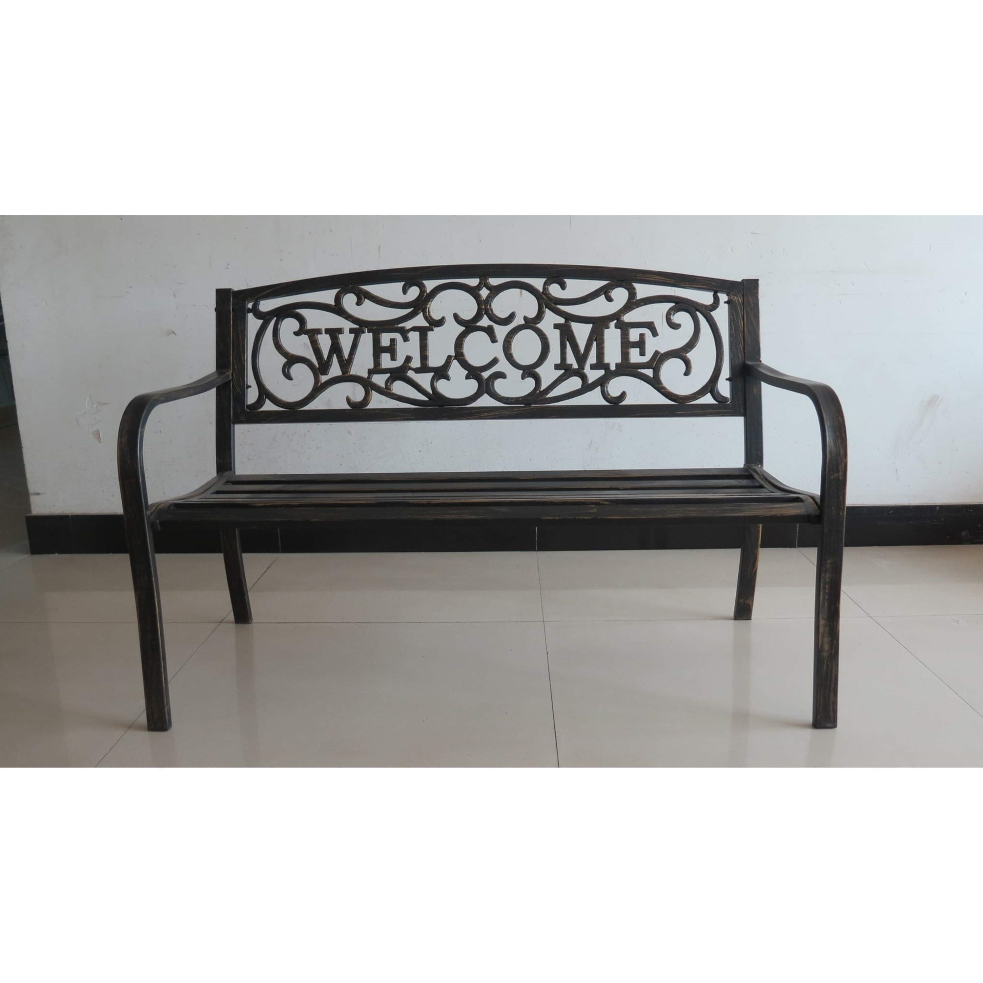 Hi-Line Gift Ltd 78654-BZ Bronze Welcome Garden Bench 50 Inch Long ...