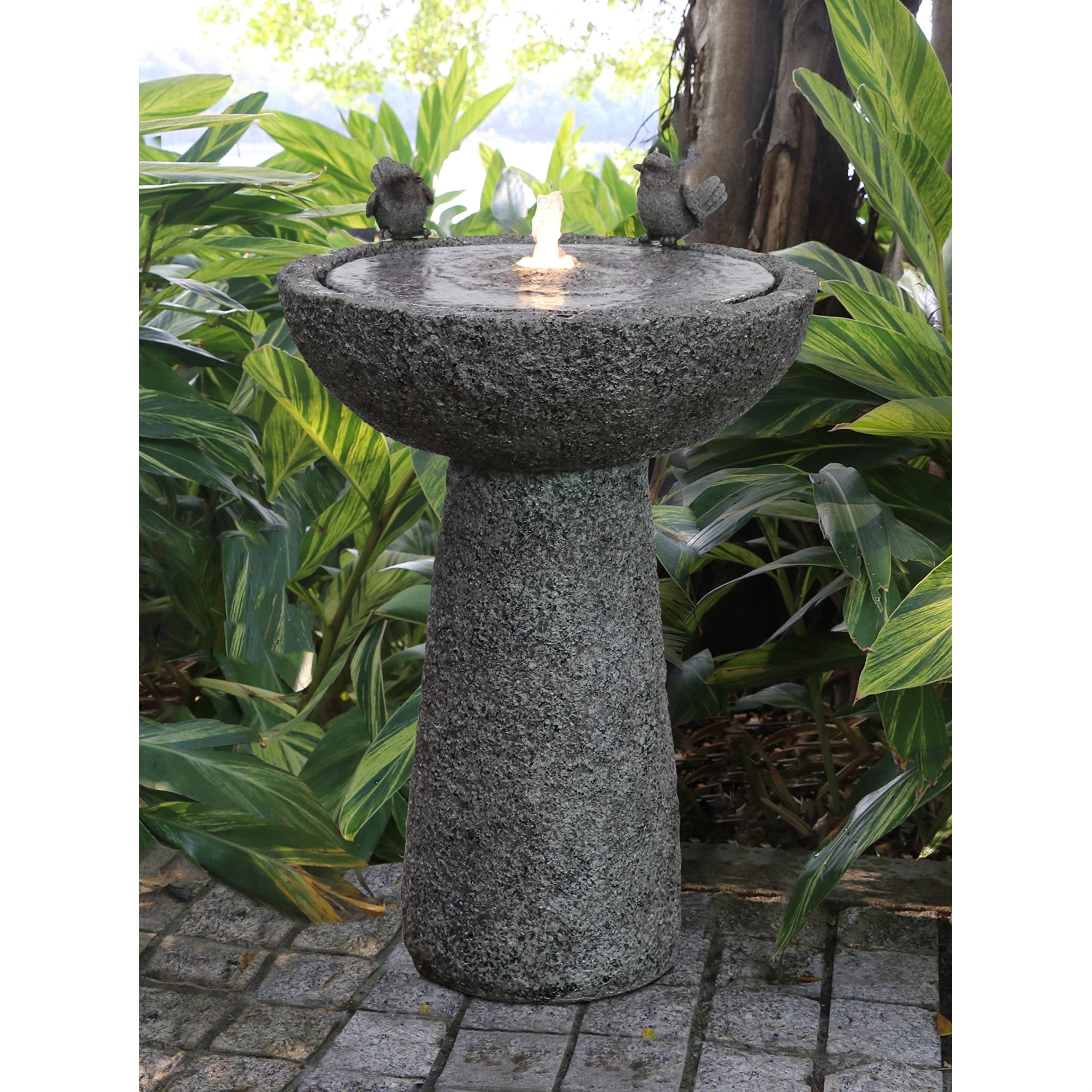 Hi-Line Gift Ltd 79613-A 27" H Natural Finish Bird Bath Fountain ...