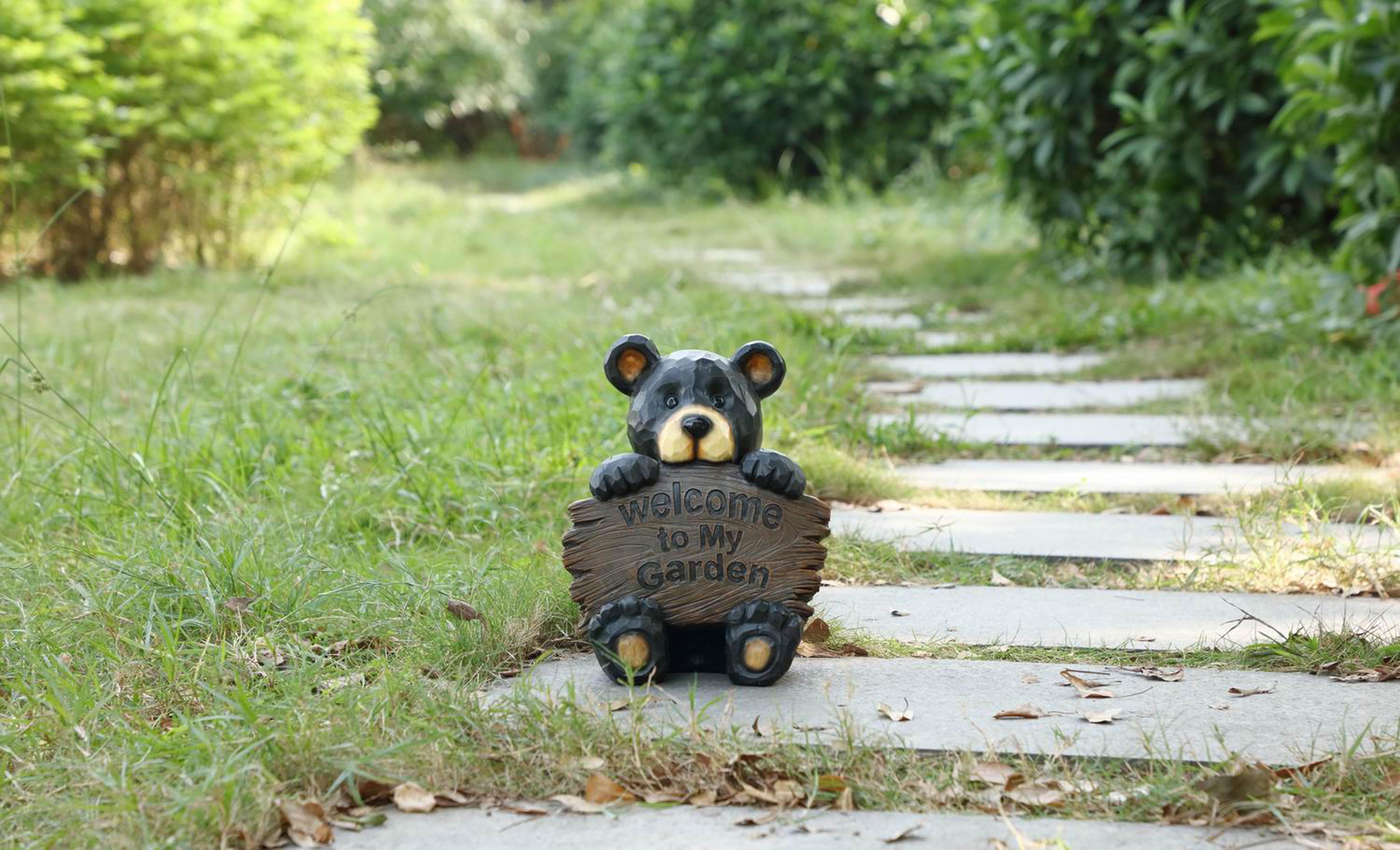 Hi-Line Gift Ltd. Bear Cub Holding Welcome Sign - Walmart.com