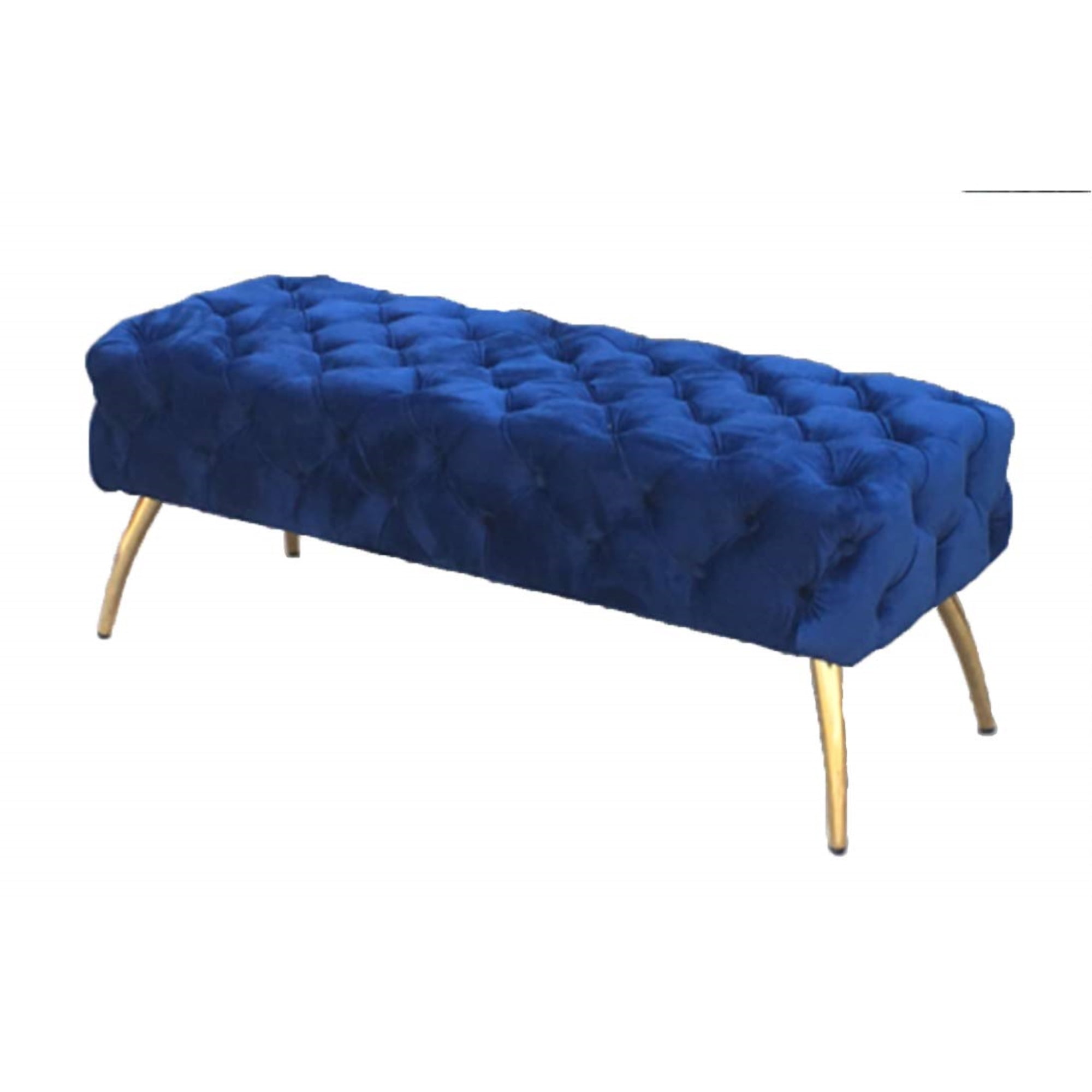 Hi-Line Gift Button-Tufted Velvet Bench - Royal Blue Velvet Seat ...
