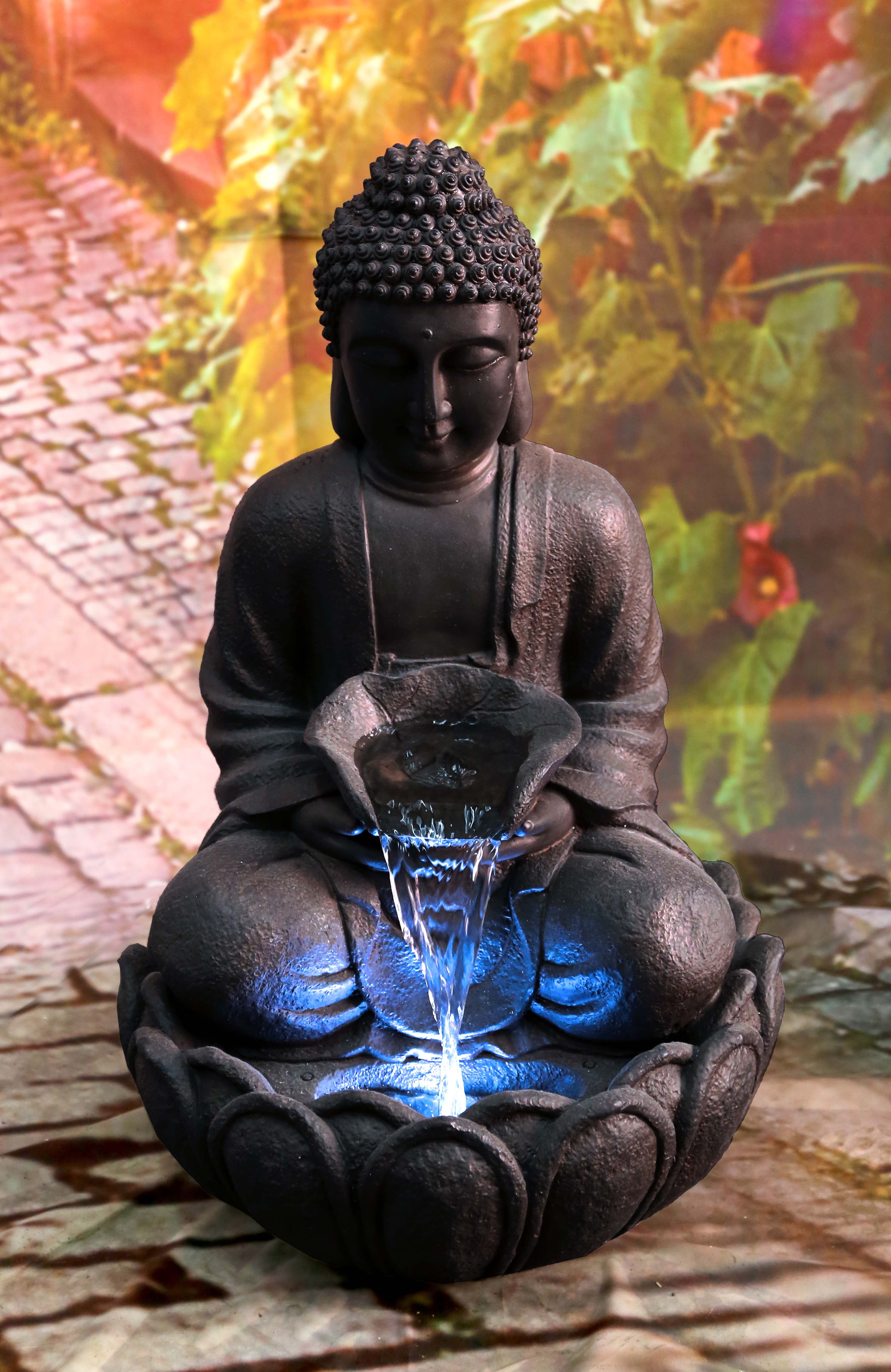 Hi-Line Gift Ltd. Meditating Buddha Fountain with LED - Walmart.com