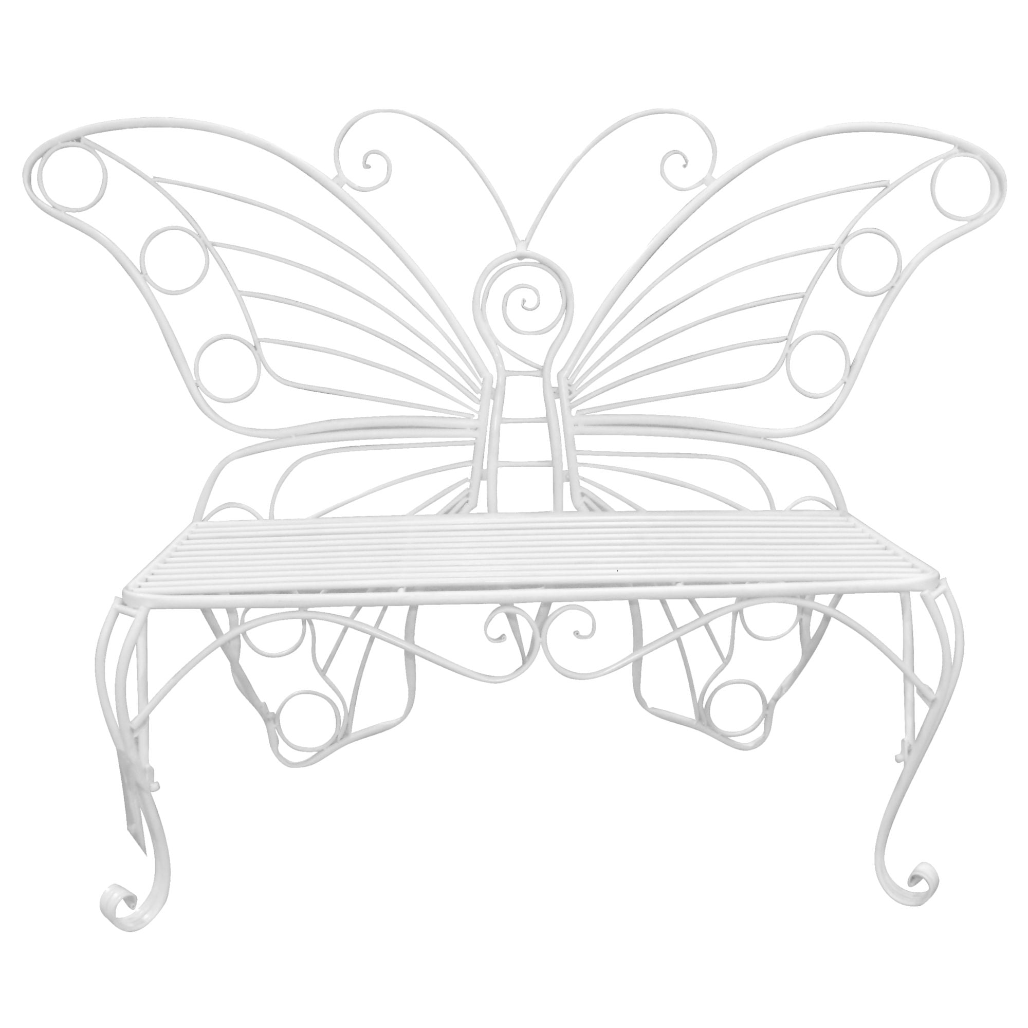 Hi-Line Gift Metal Butterfly Design Outdoor Patio Garden Bench White ...