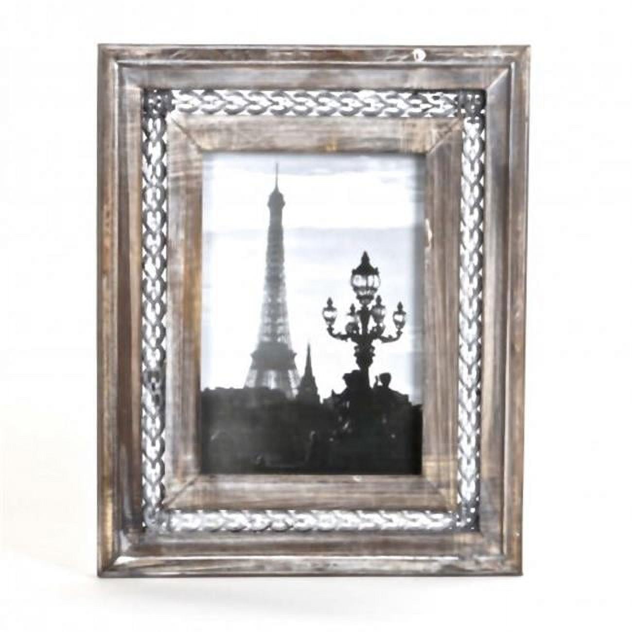 Hi-Line Gift NTW7365 Wooden Photo Frame with Mesh Metal Inserts ...