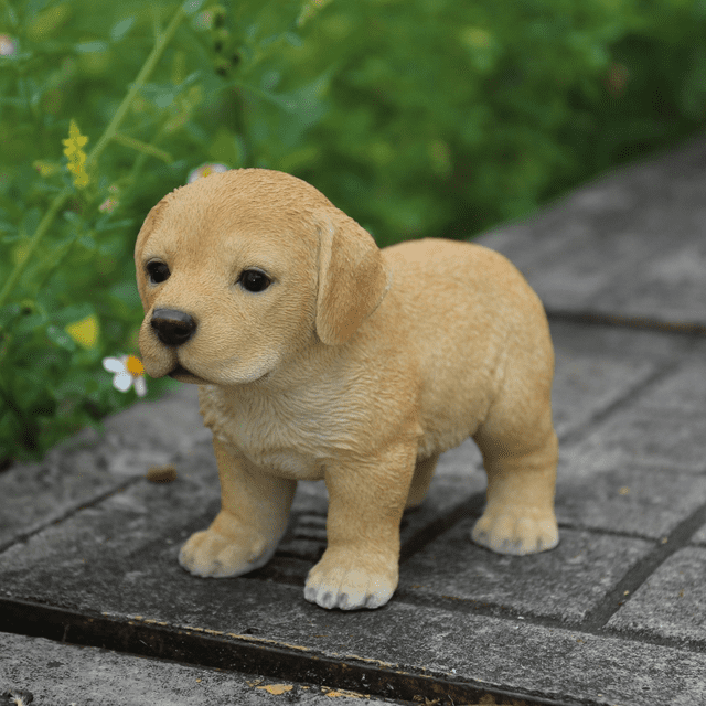 Garden Dog Outdoor Decor: Yellow Standing Labrador Puppy Statue ...