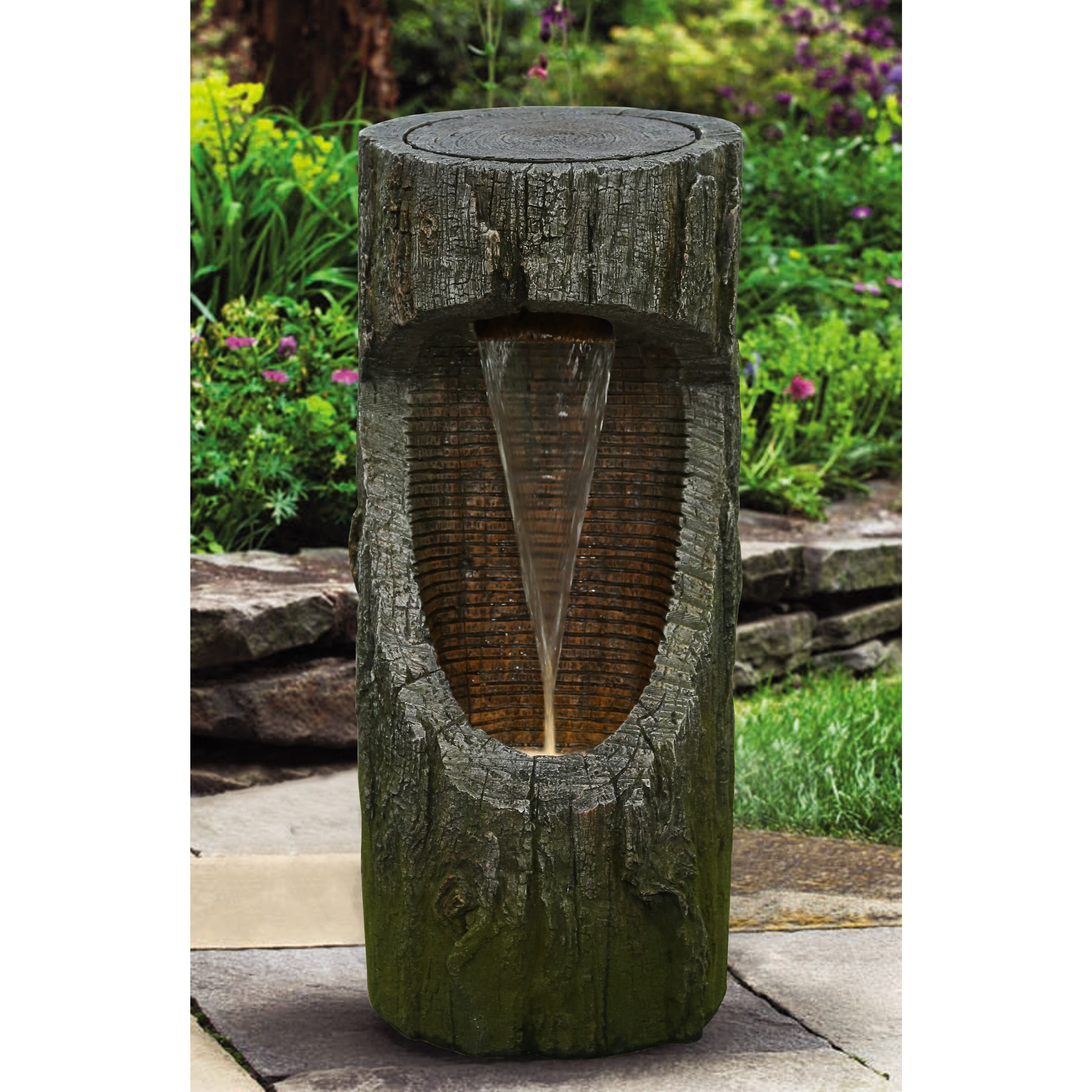 Tree Log Waterfall Fountain With Warm White LED Lights - Walmart ...