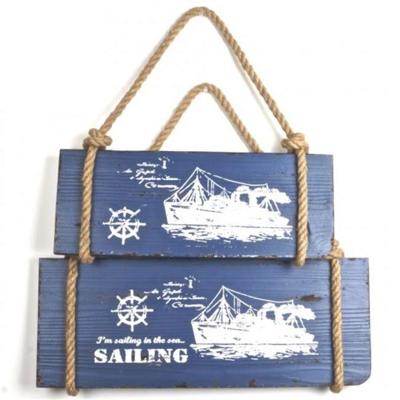 Hi-Line Gift YNG-019 Wooden Nautical Plaque Decor On Robe Handle, Set ...