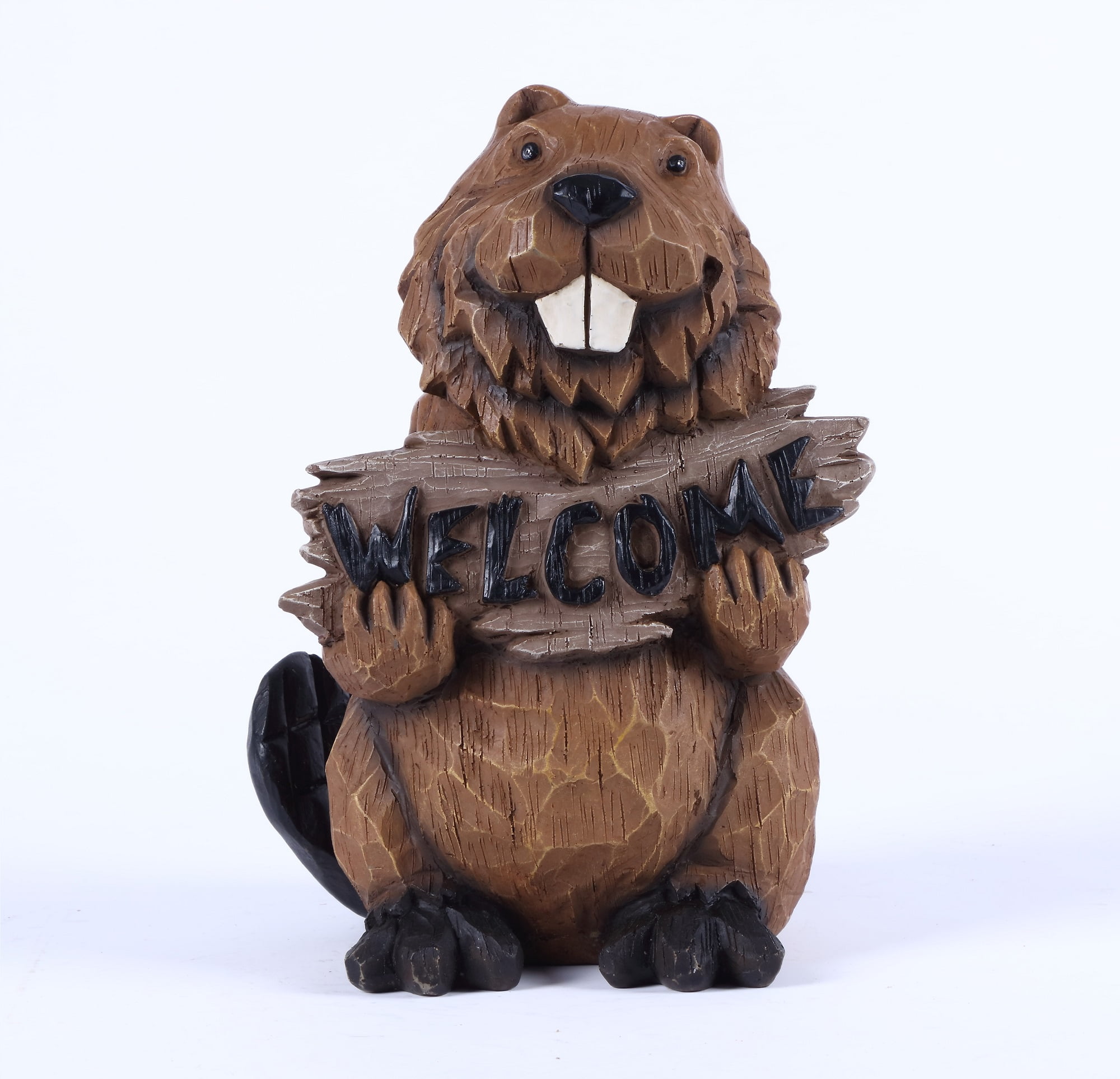 Hi-Line Gifts 11.75" Brown and Black Beaver Holding a "Welcome" Sign ...